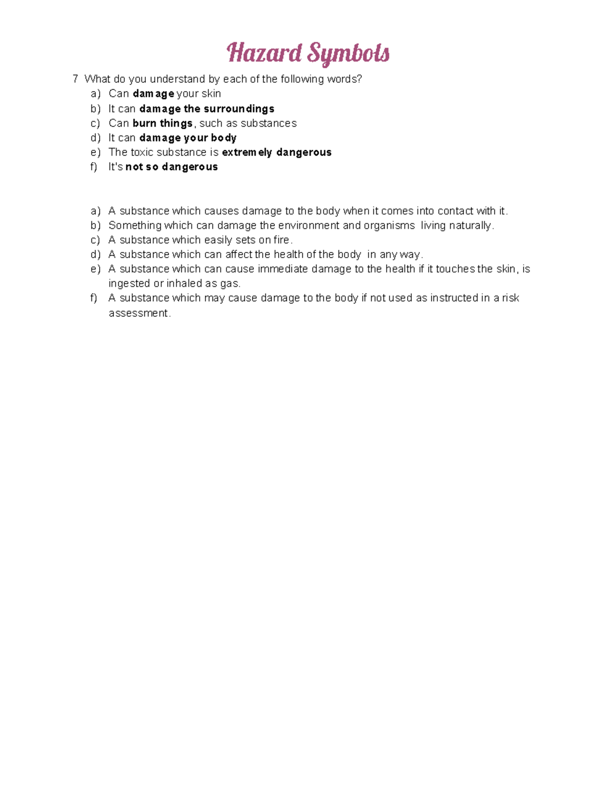 Untitled document (3) - book - Hazard Symbols 7 What do you understand by each of the following ...