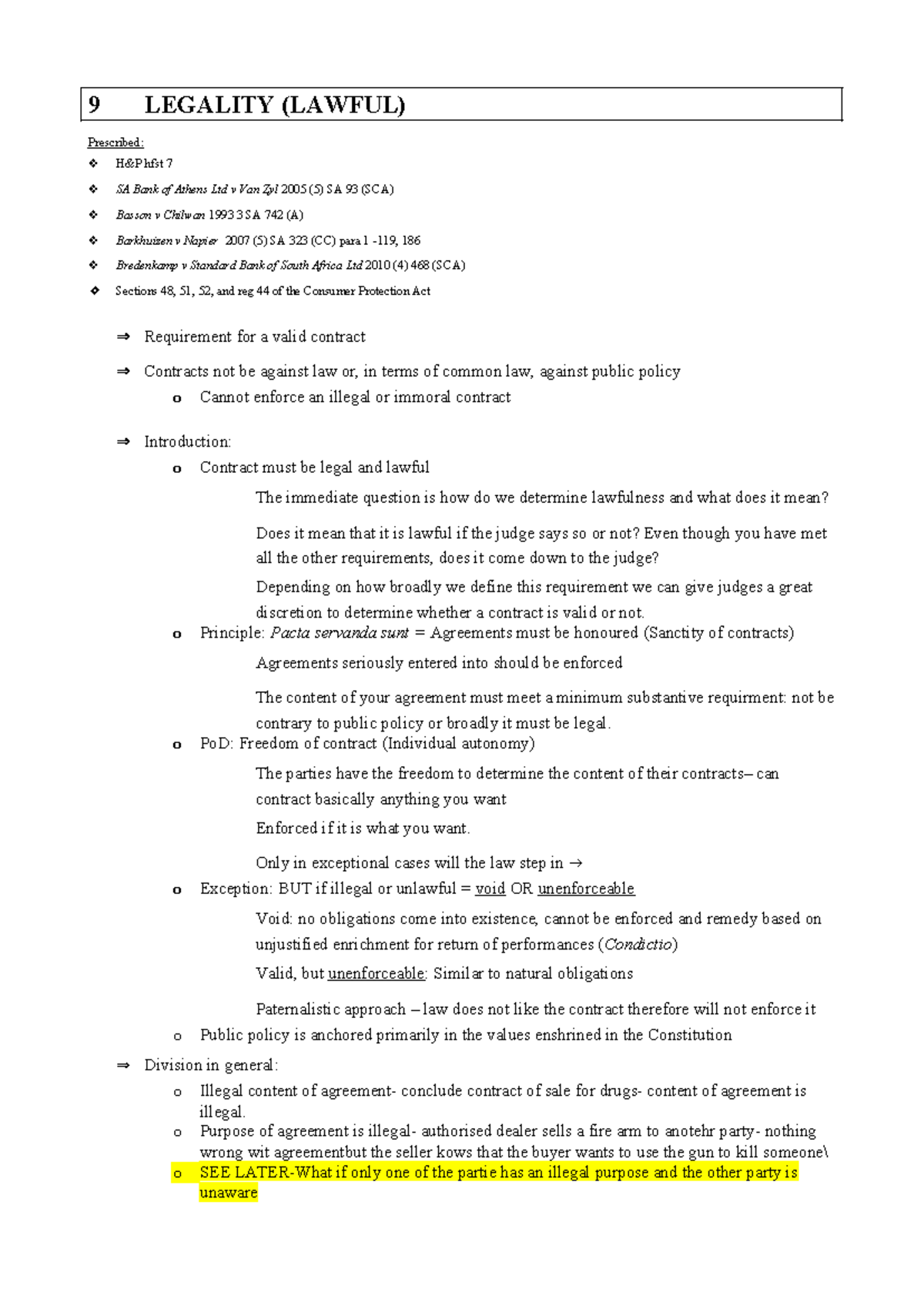 Legality of Contracts: Key Principles and Case Law (LAWF 9) - Studocu