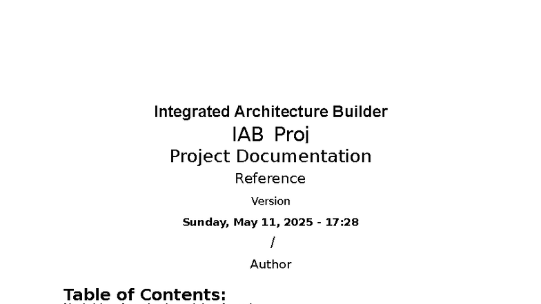 IAB_Proj Integrated Architecture Builder Project Documentation - Studocu