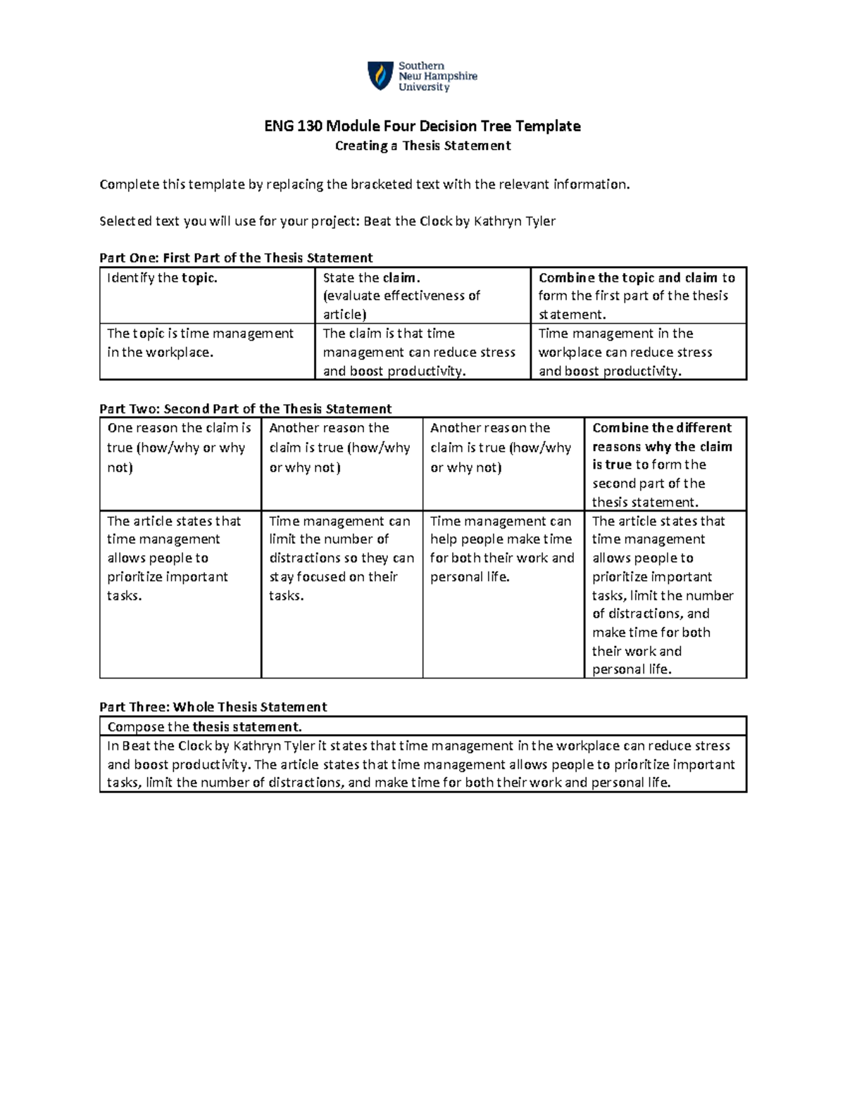 ENG 130 Module Four Thesis Statement Decision Tree Template - Studocu