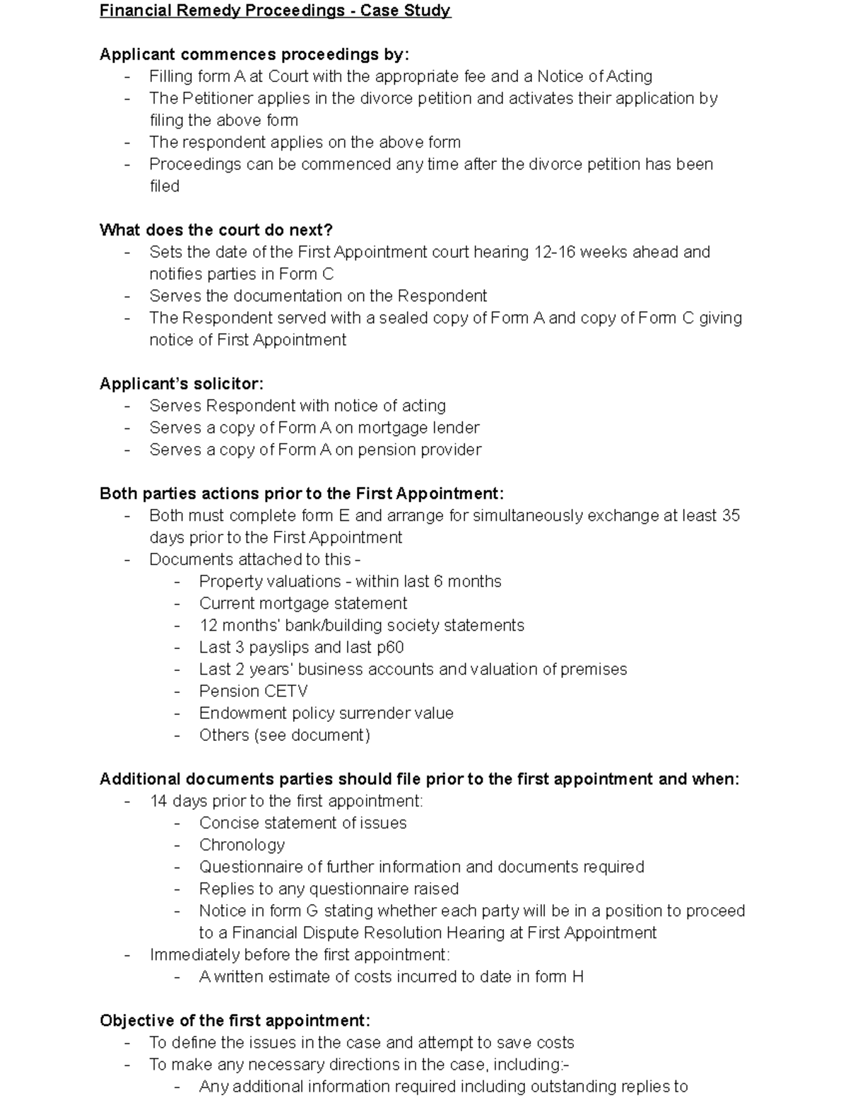 Financial Remedy Proceedings: Comprehensive Case Study Guide - Studocu