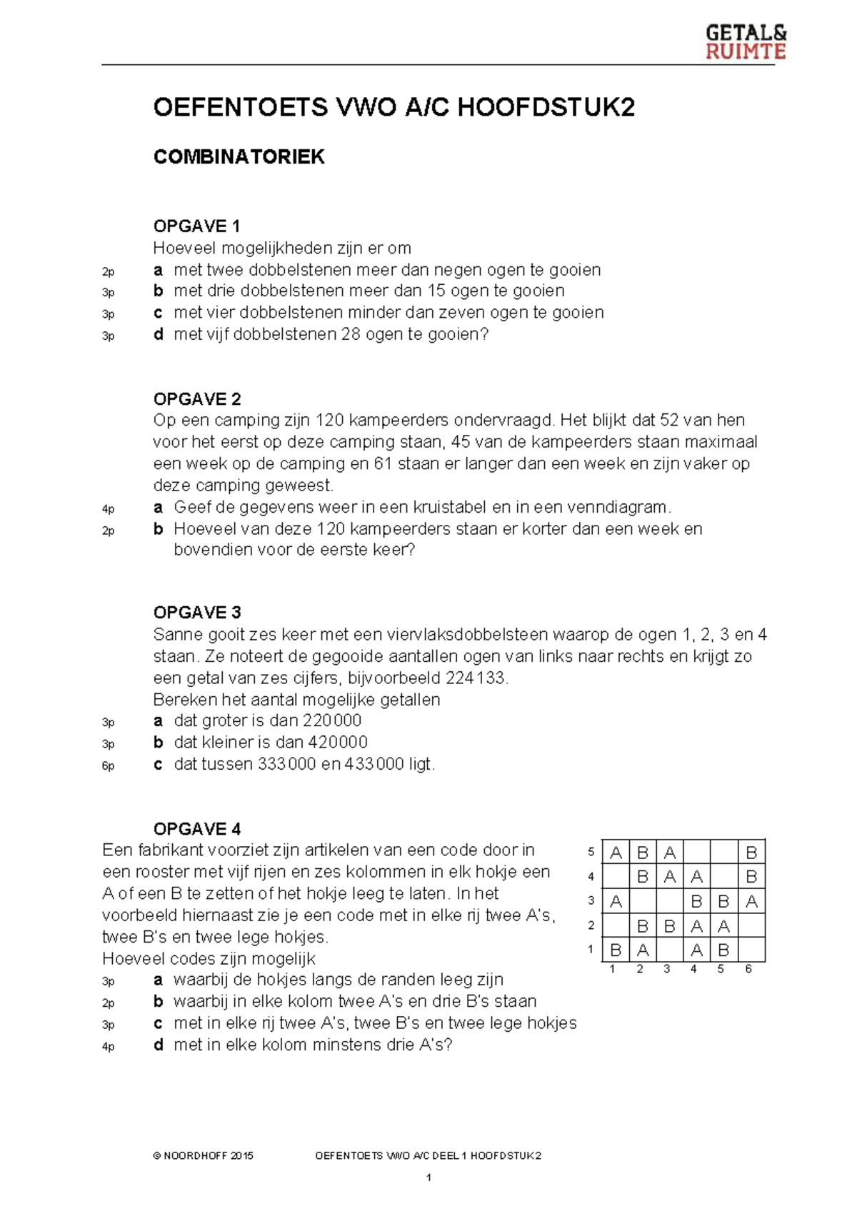 OEFENTOETS VWO HOOFDSTUK 2: COMBINATORIEK OPGAVEN EN OPLOSSINGEN ...