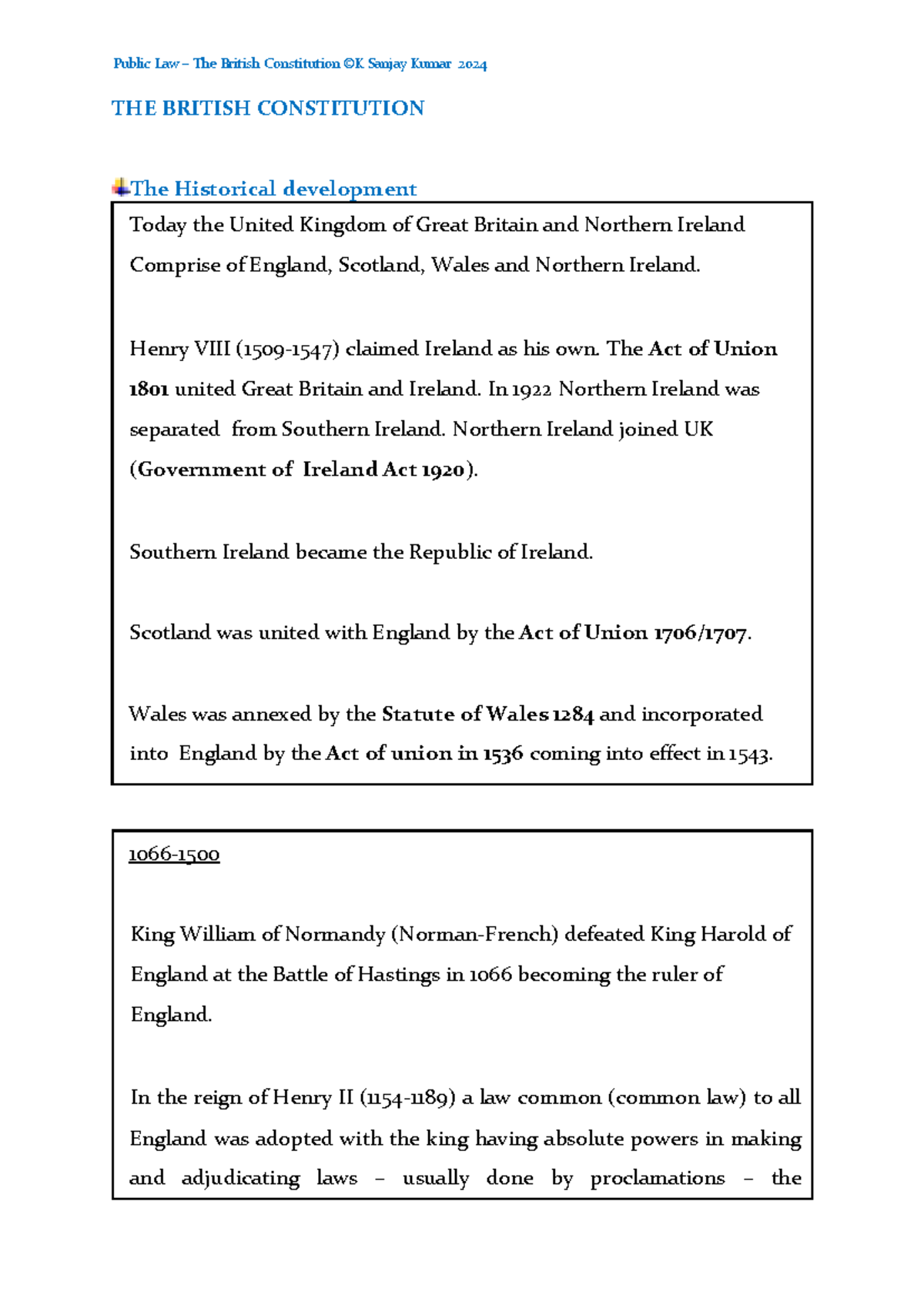Public Law 2024: The Historical Development of the British Constitution ...