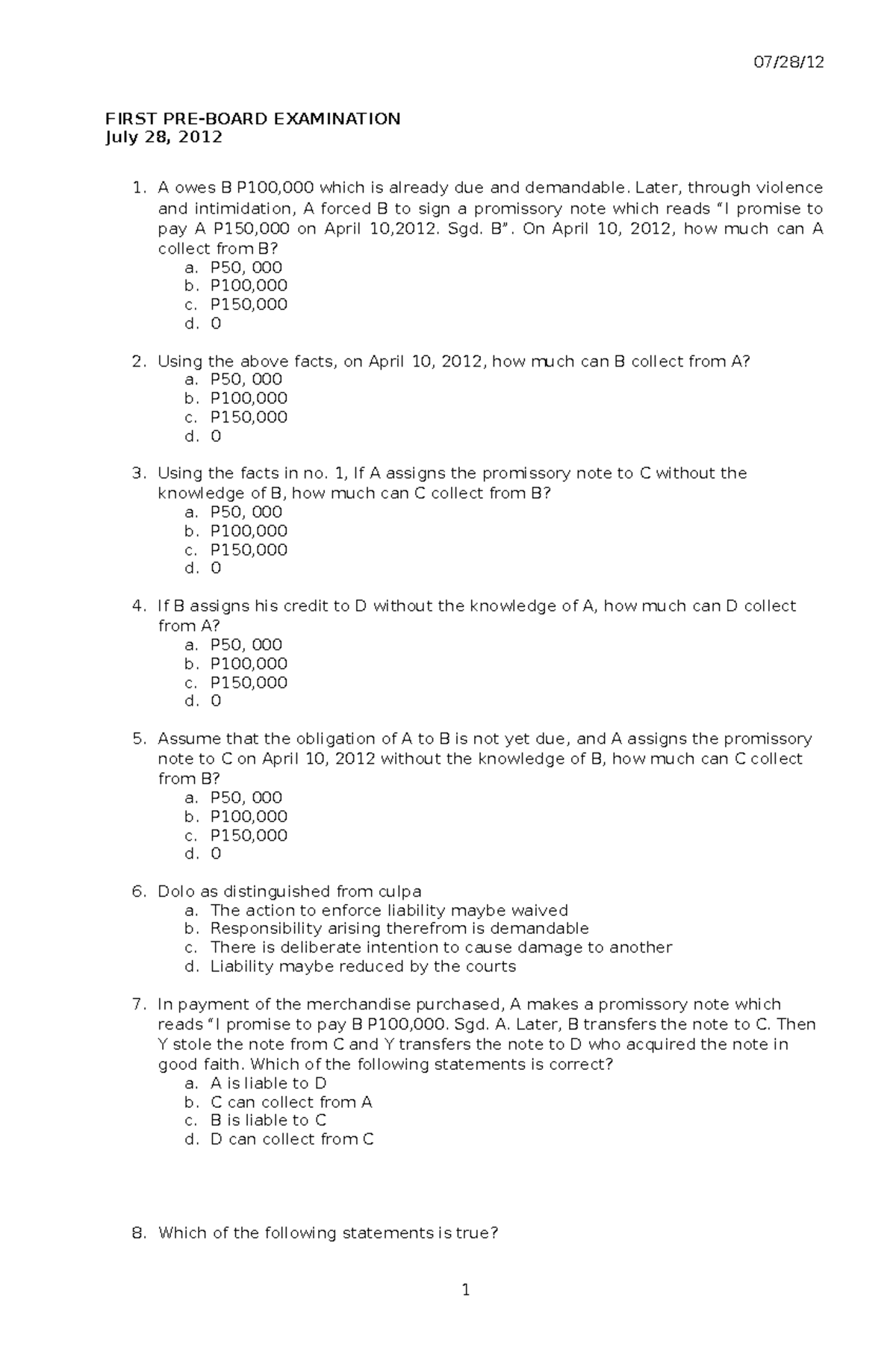 316630228 BLT 2012 Final Pre-Board Exam Questions and Answers - Studocu
