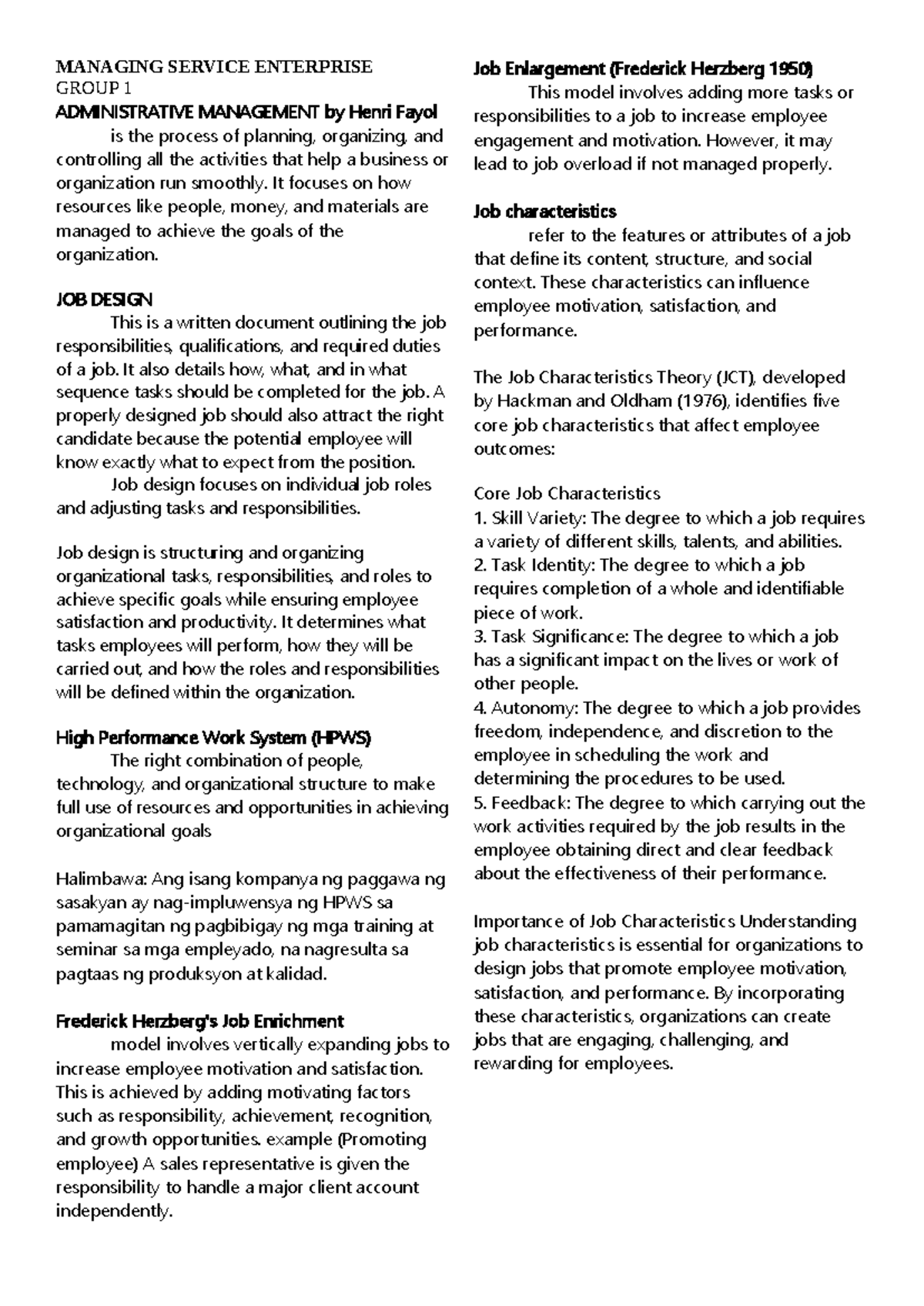 Managing service enterprise edited - MANAGING SERVICE ENTERPRISE GROUP ...