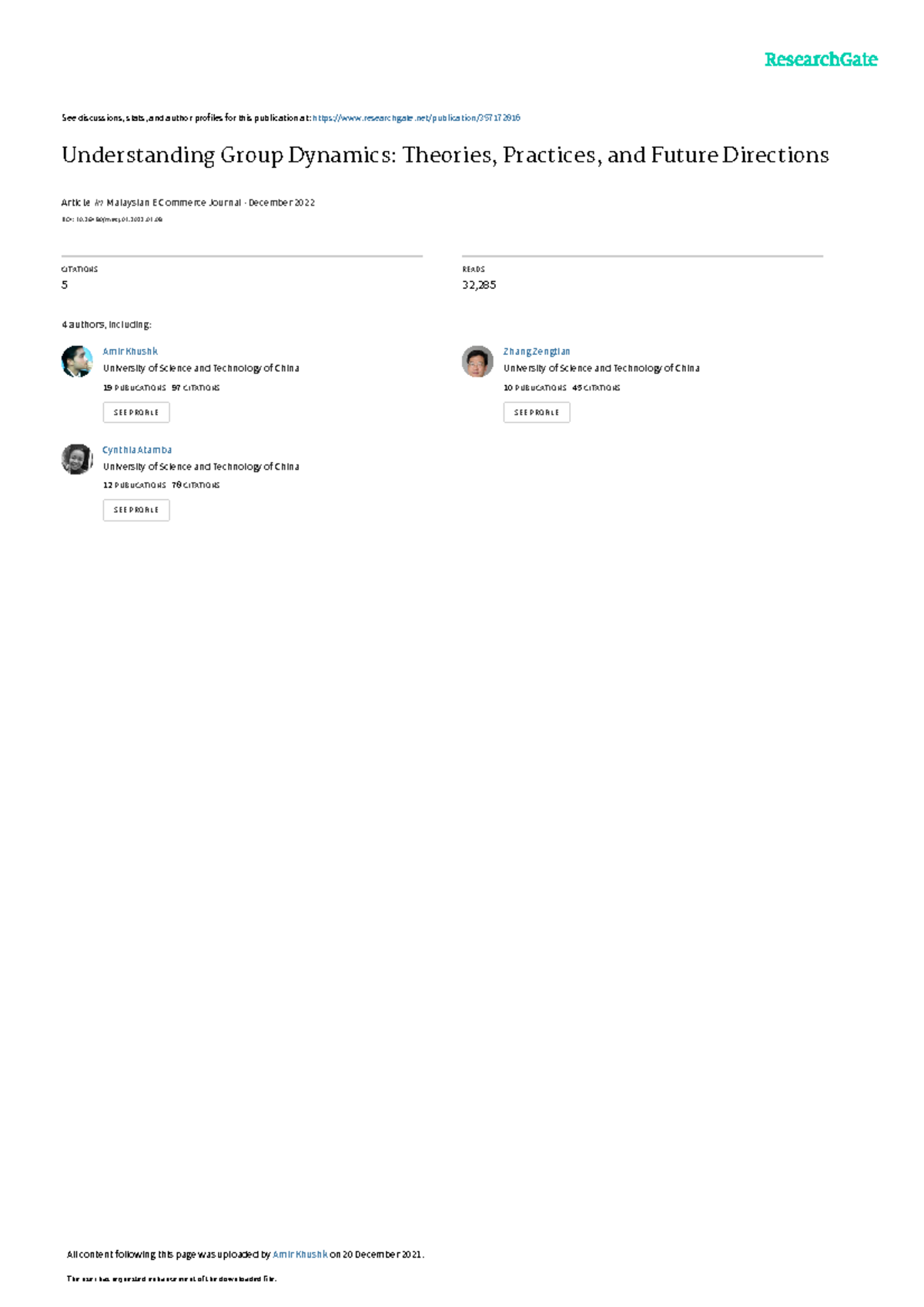 Understanding Group Dynamics: Theories, Practices, and Future ...