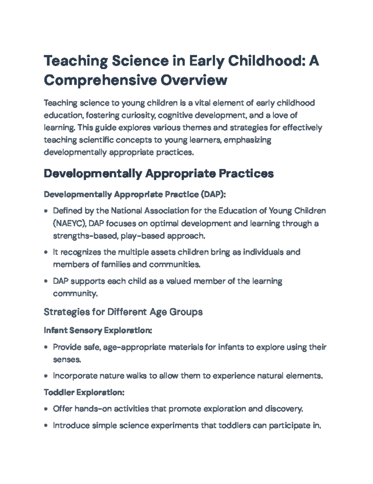 Teaching Science in Early Childhood: Strategies and DAP Overview ...