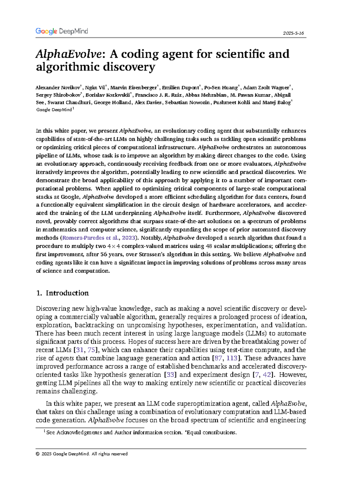 AlphaEvolve: A Coding Agent for Scientific Discovery and Optimization - Studocu