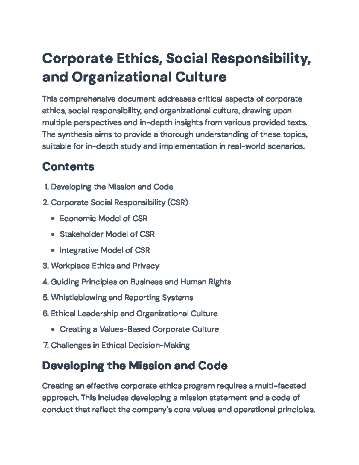 Corporate Ethics and Social Responsibility: A Comprehensive Overview ...