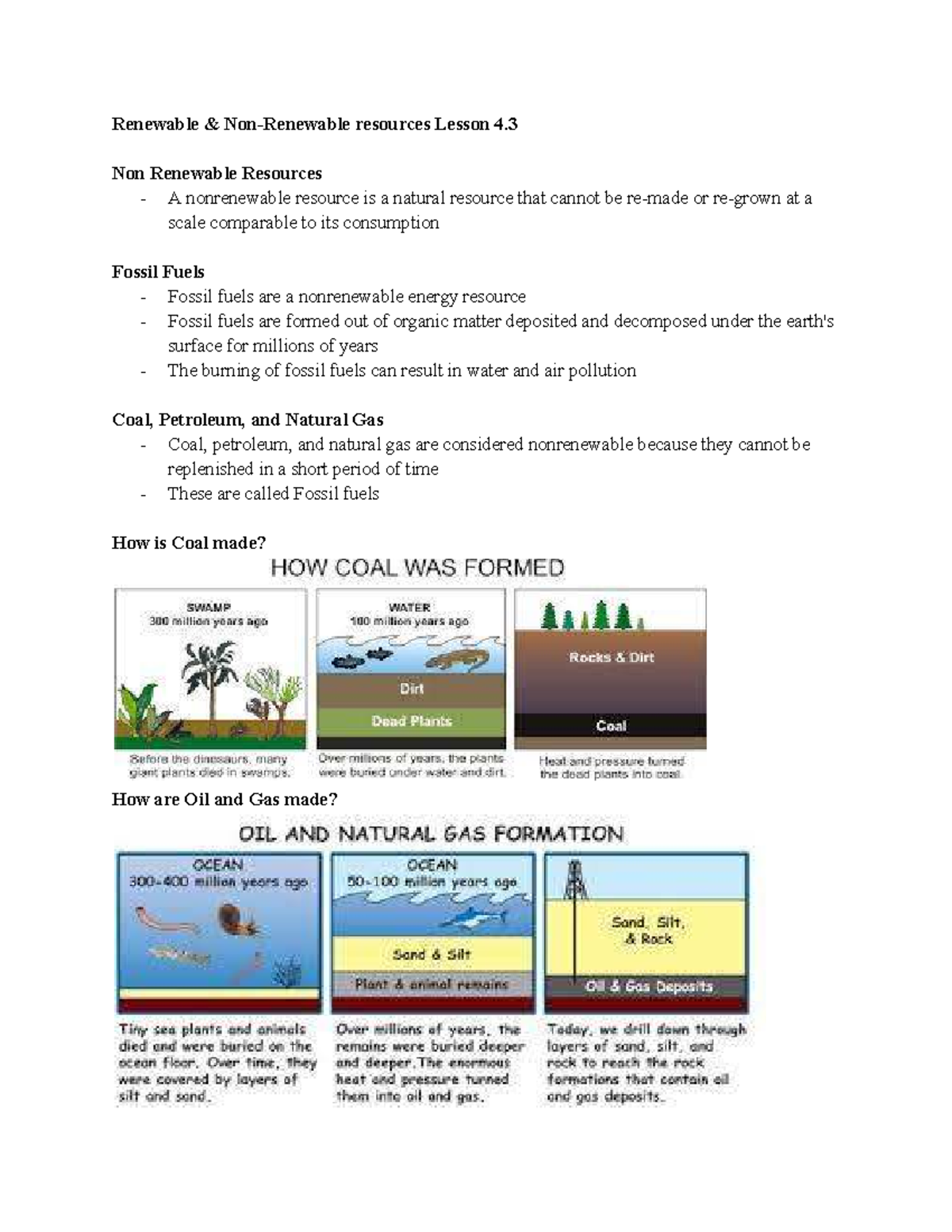 Renewable & Non-Renewable Resources Lesson 4.3 Overview and Insights ...