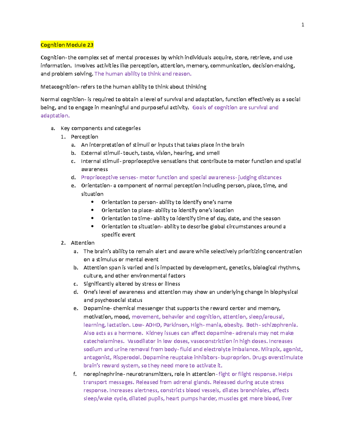 NUR 305 Cognition Module 23: Understanding Mental Processes in Nursing ...