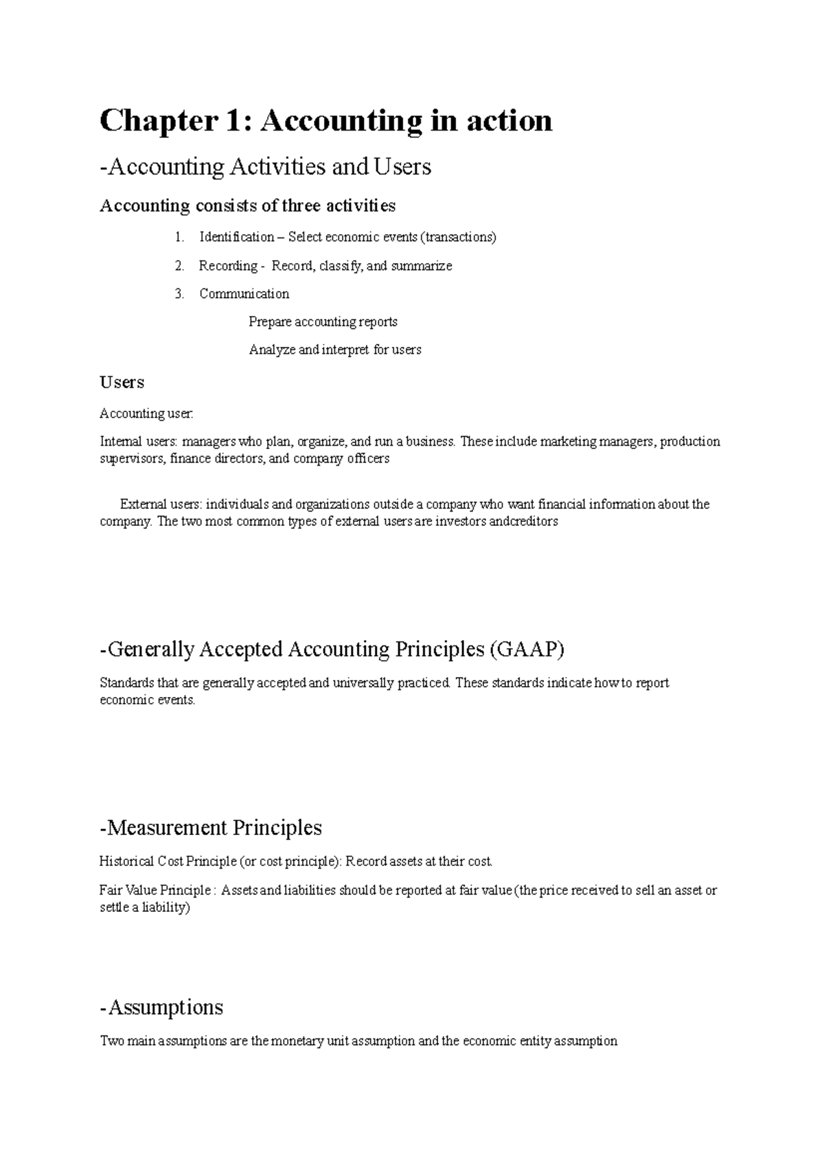 Chapter 1 - summary - Chapter 1: Accounting in action - Accounting ...