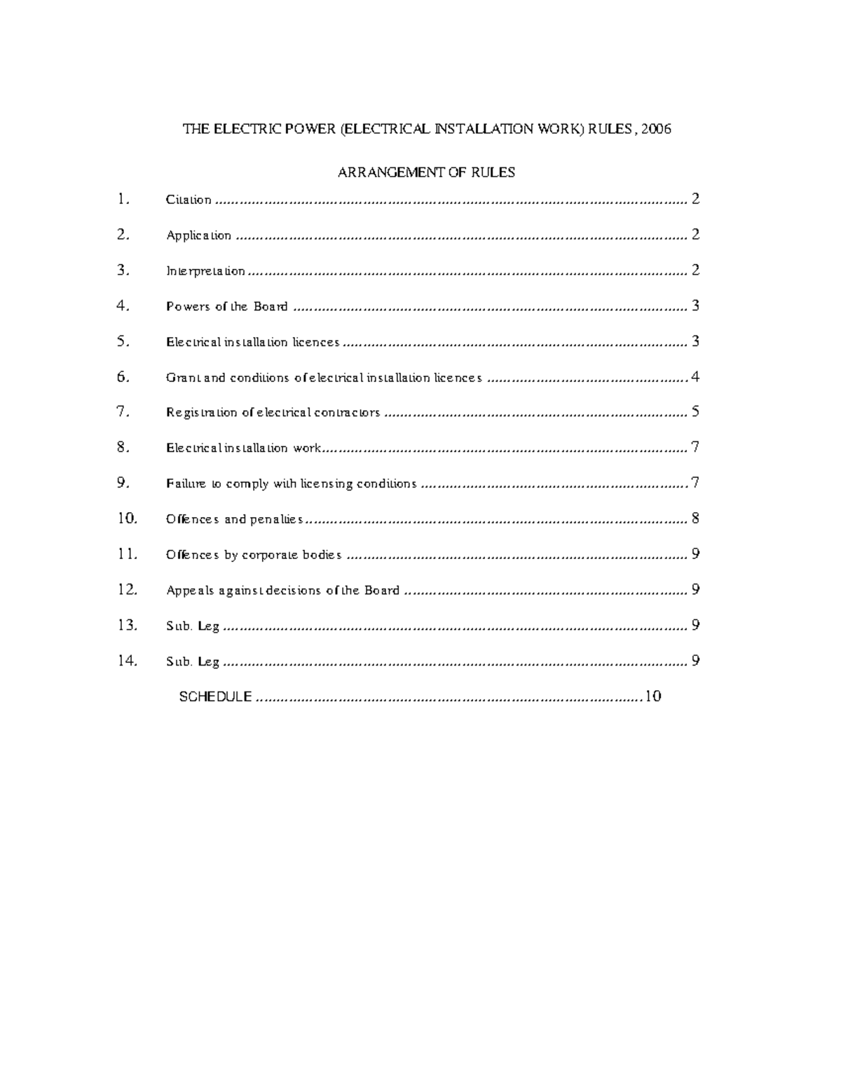 Electric Power (Electrical Installation Work) Rules, 2006 Overview ...