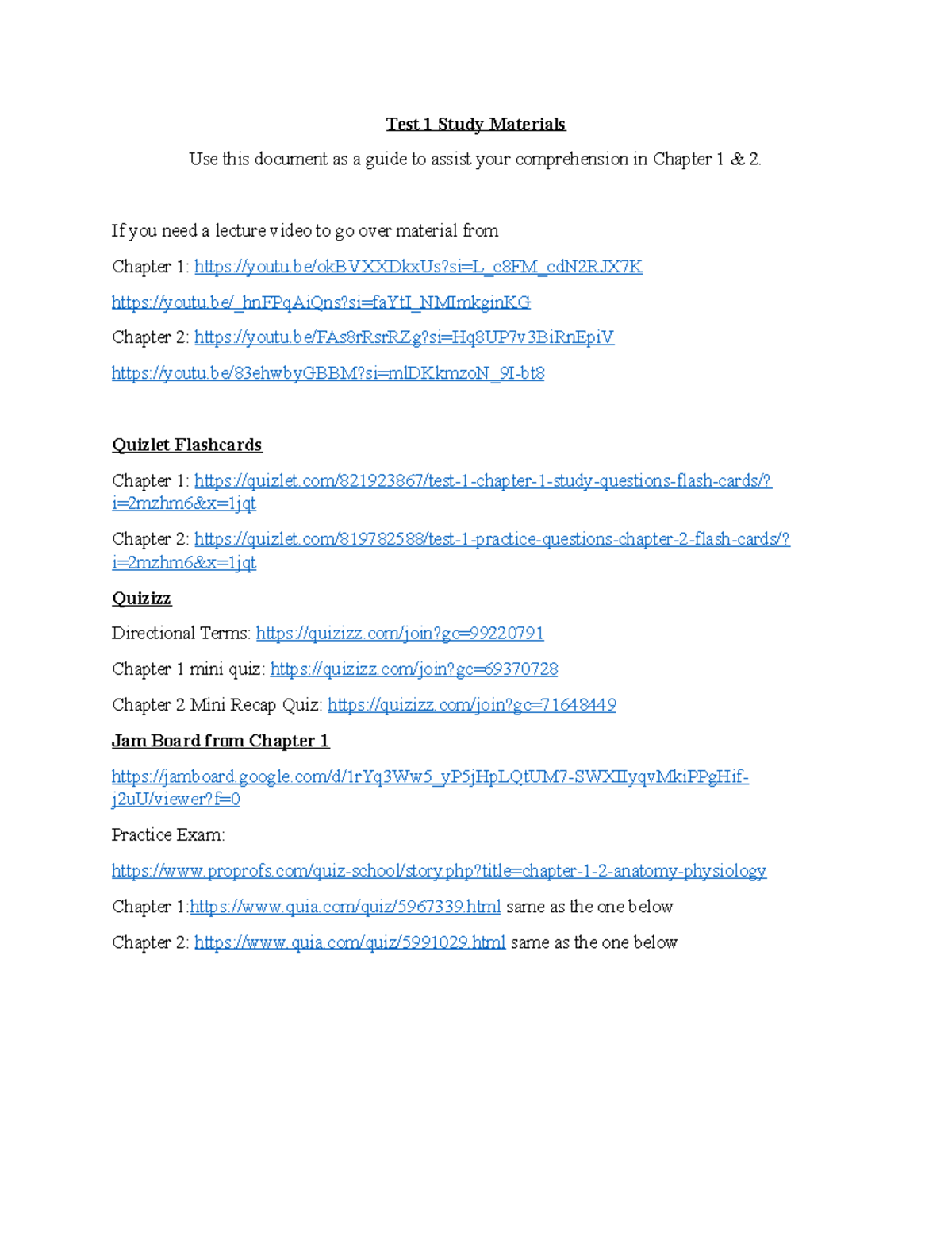 Test 1 Chapter 1-2 Complete Study Guide and Resources - Studocu