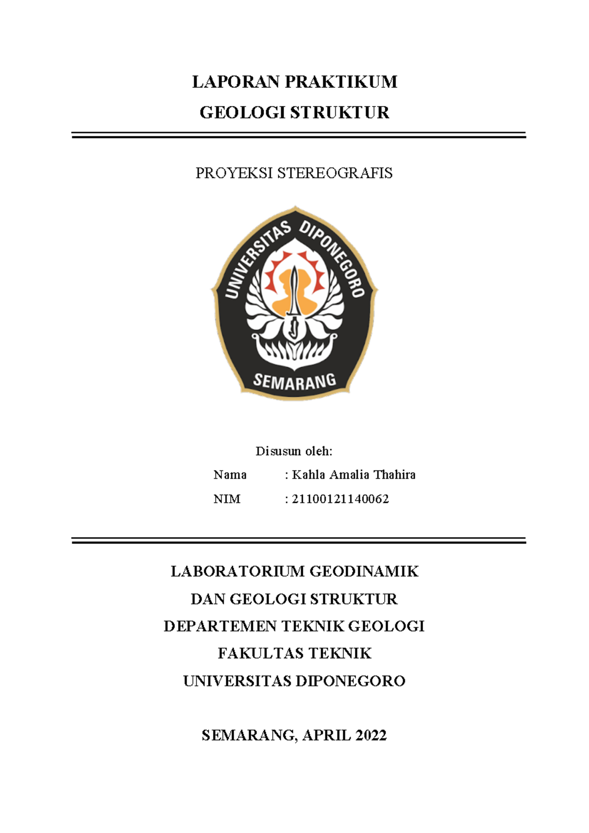 Laporan Praktikum Proyeksi Stereografis - GEOLOGI STRUKTUR - Studocu