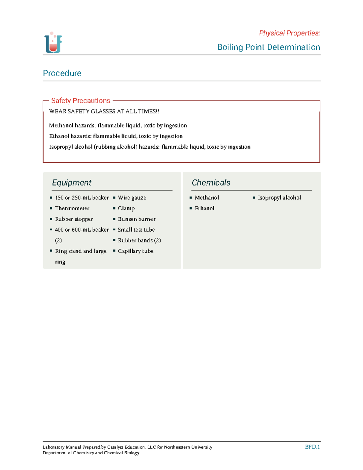 BPD 101: Boiling Point Determination Lab Report and Procedures - Studocu