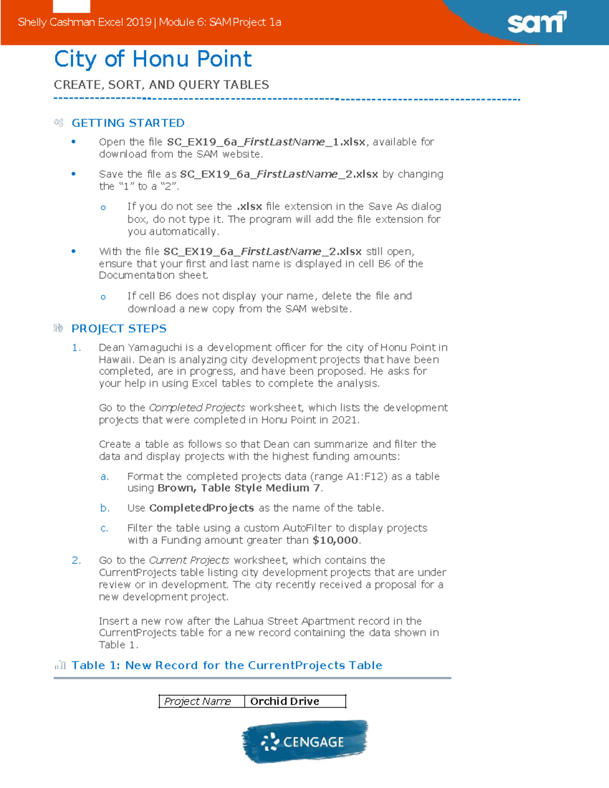 Shelly Cashman Excel 2019 Module 6: SAM Project 1a Instructions SC EX19 ...