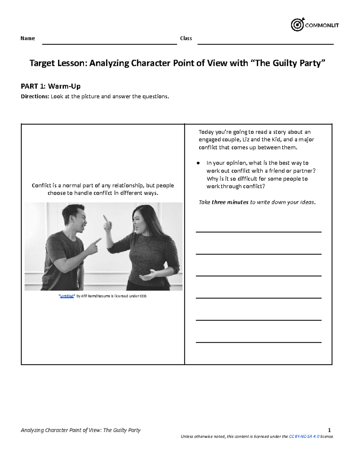 Lesson Plan: Analyzing Character POV in 'The Guilty Party' - Studocu