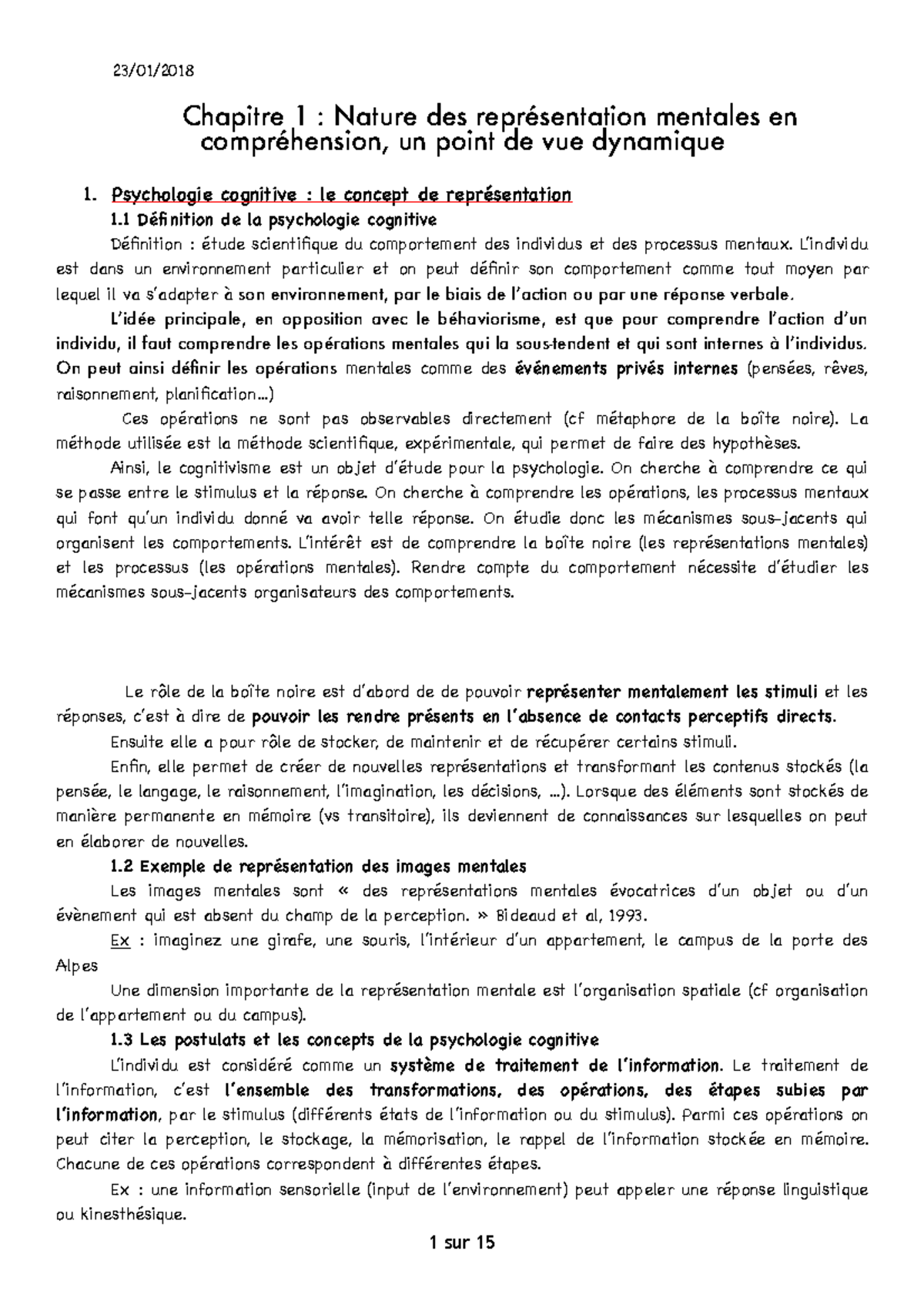 CM 7 et 8 - Notes de cours TOUT - 23/01/2018 Chapitre 1 : Nature des ...