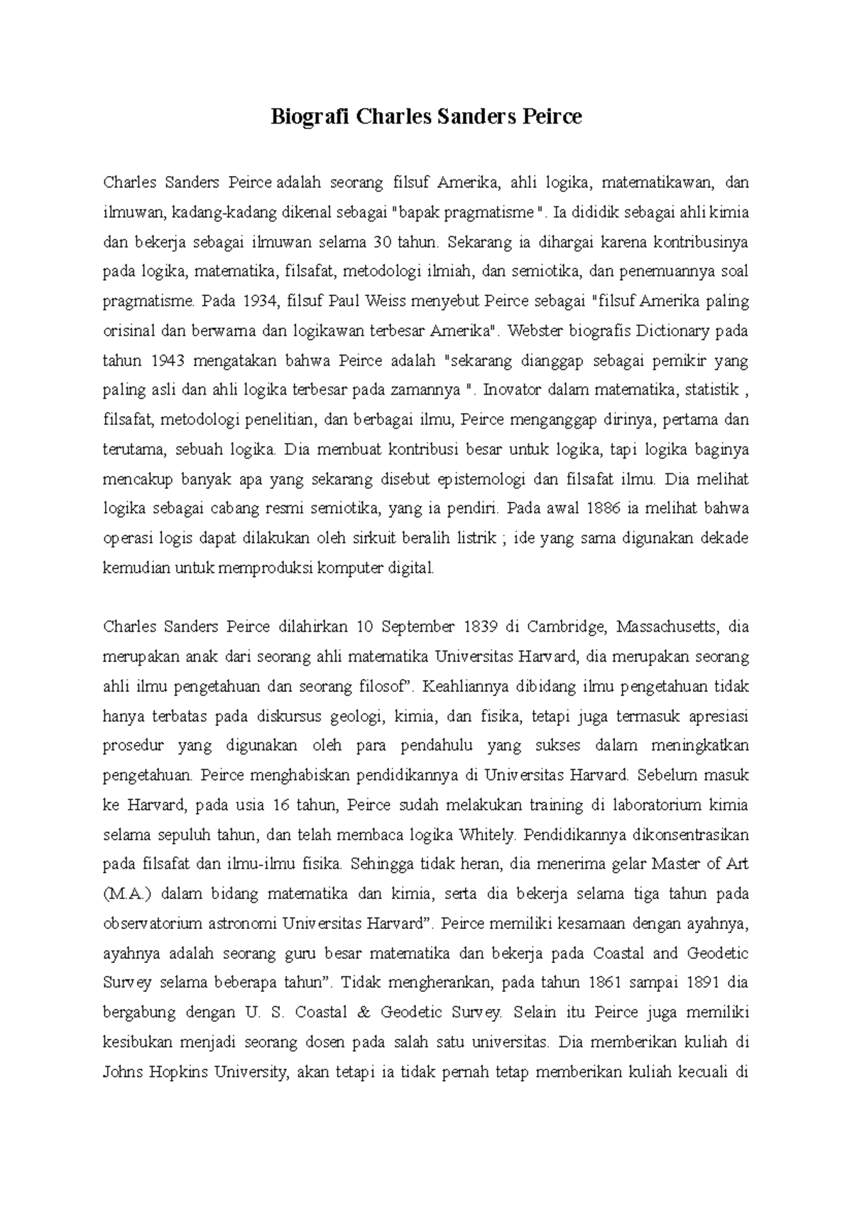 Biografi dan Pemikiran Charles Sanders Peirce: Tokoh Pragmatism, Logika ...