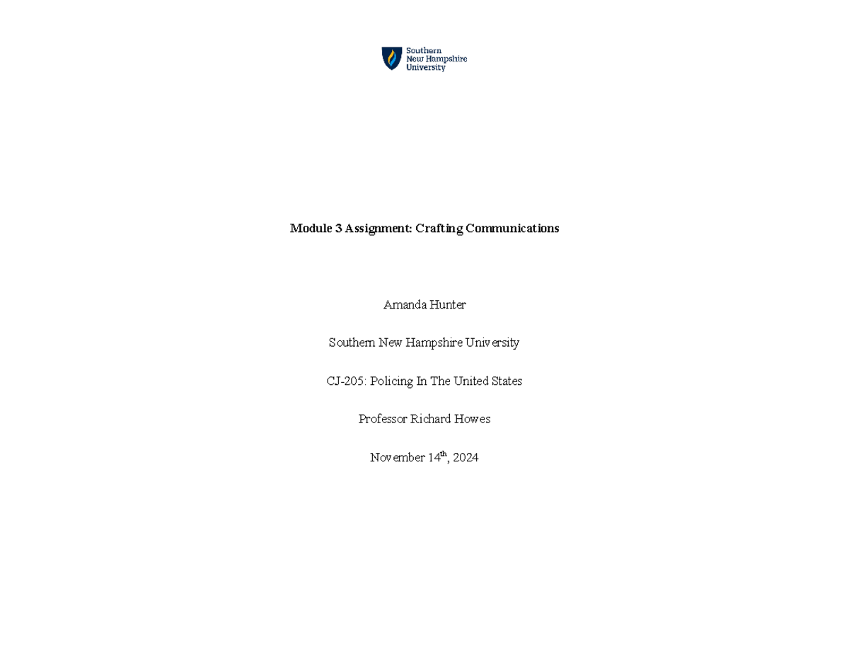 CJ 205 Module Three Practice Activity Template - Module 3 Assignment ...