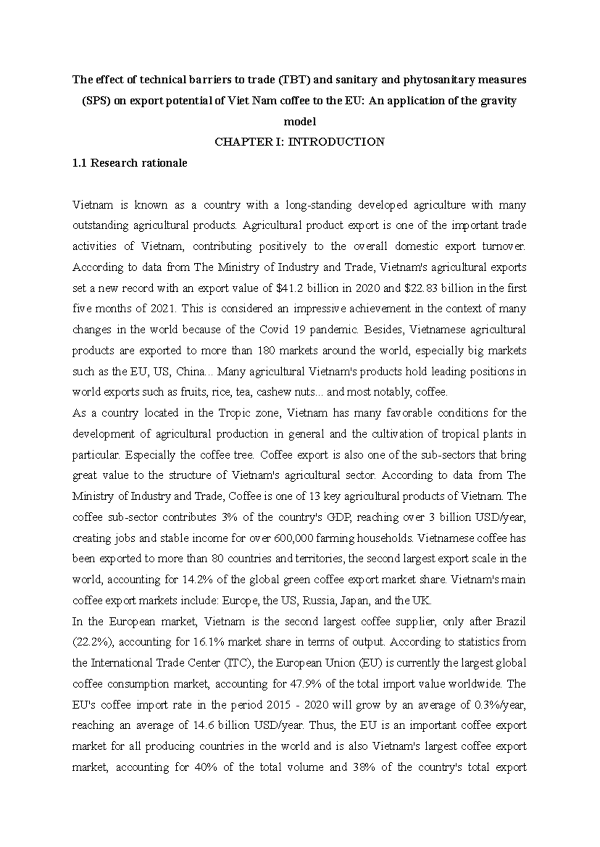 The Impact of TBT and SPS on Vietnam Coffee Exports to the EU: A ...