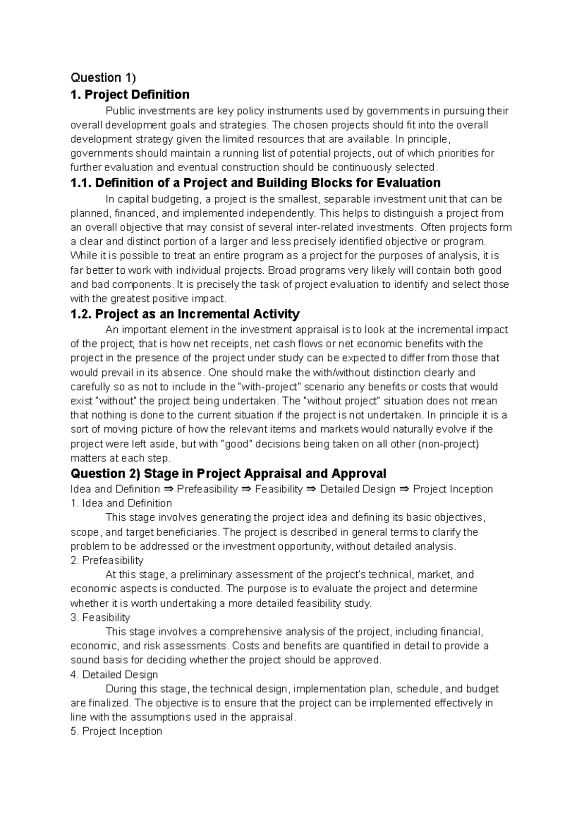 Project Definition and Appraisal Stages - Baitap 1-ptdadt - Studocu