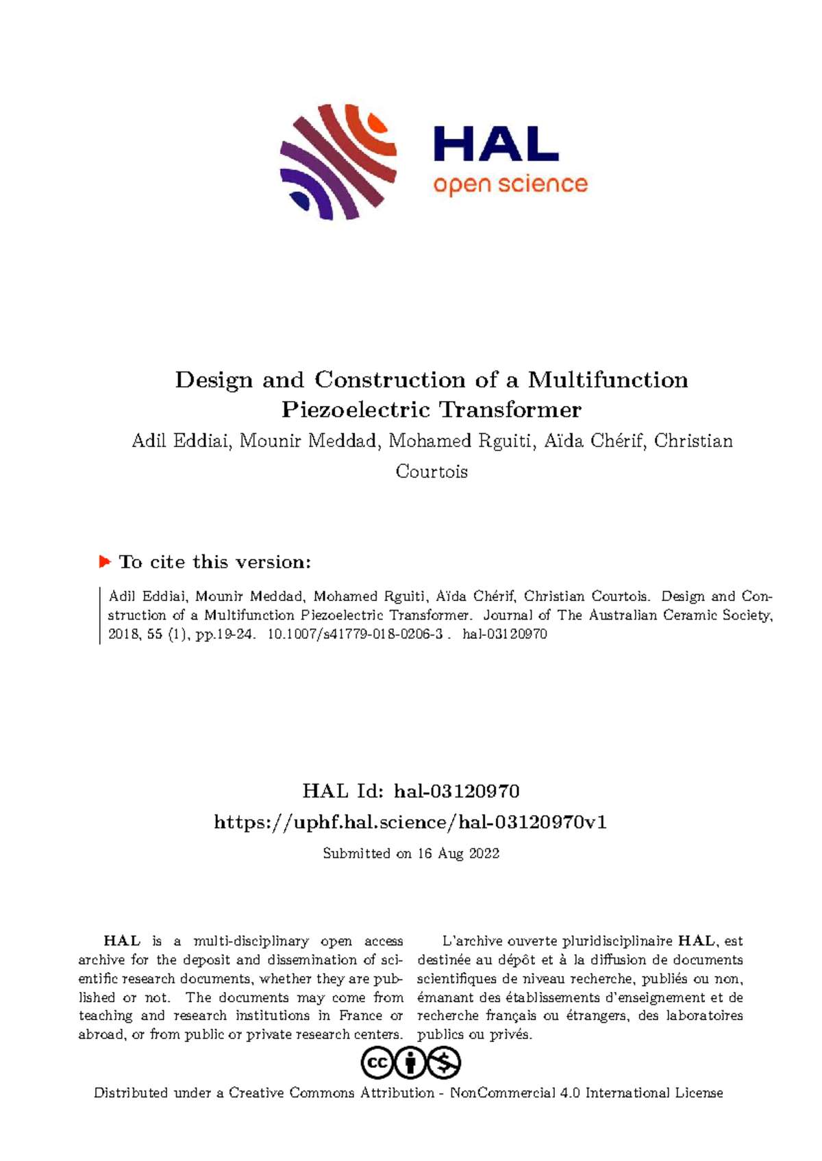 Design and Construction of Multifunctional Piezoelectric Transformers ...