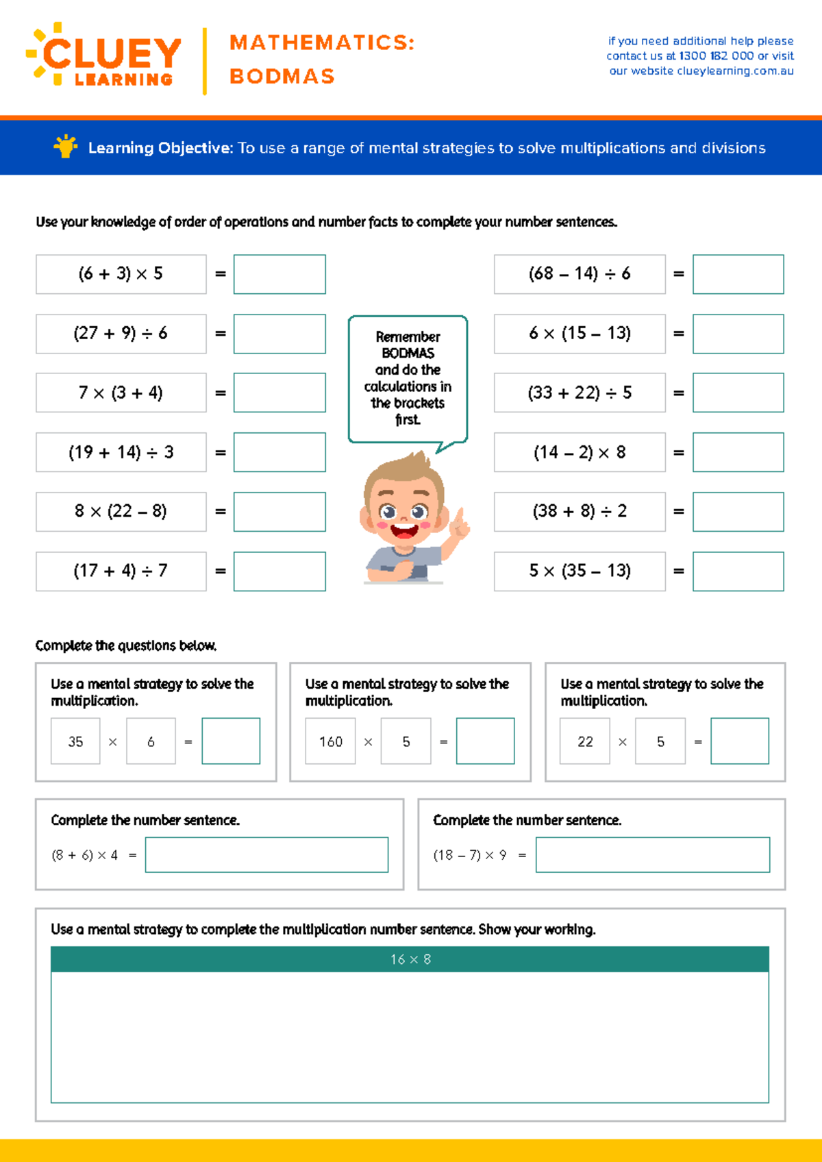 Year 6 Mathematics: BODMAS Mental Strategies for Multiplication ...