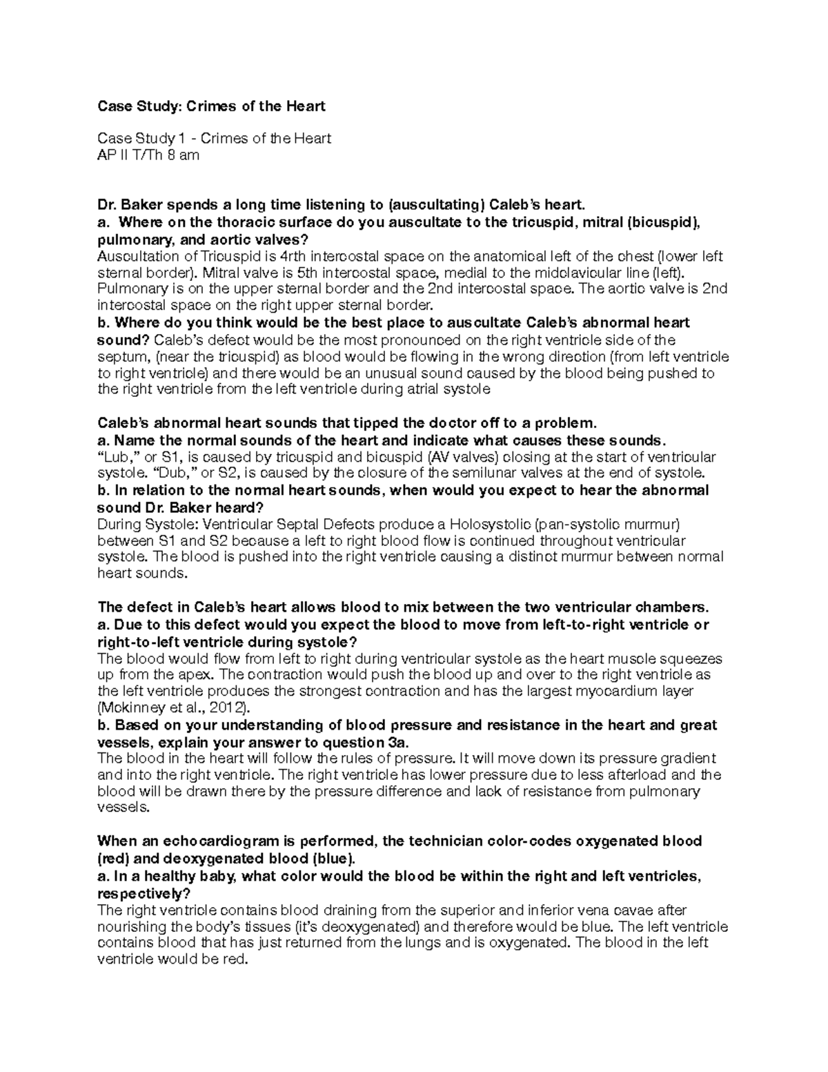 Crimes of the Heart Case Study (AP II) - Heart Auscultation Insights ...