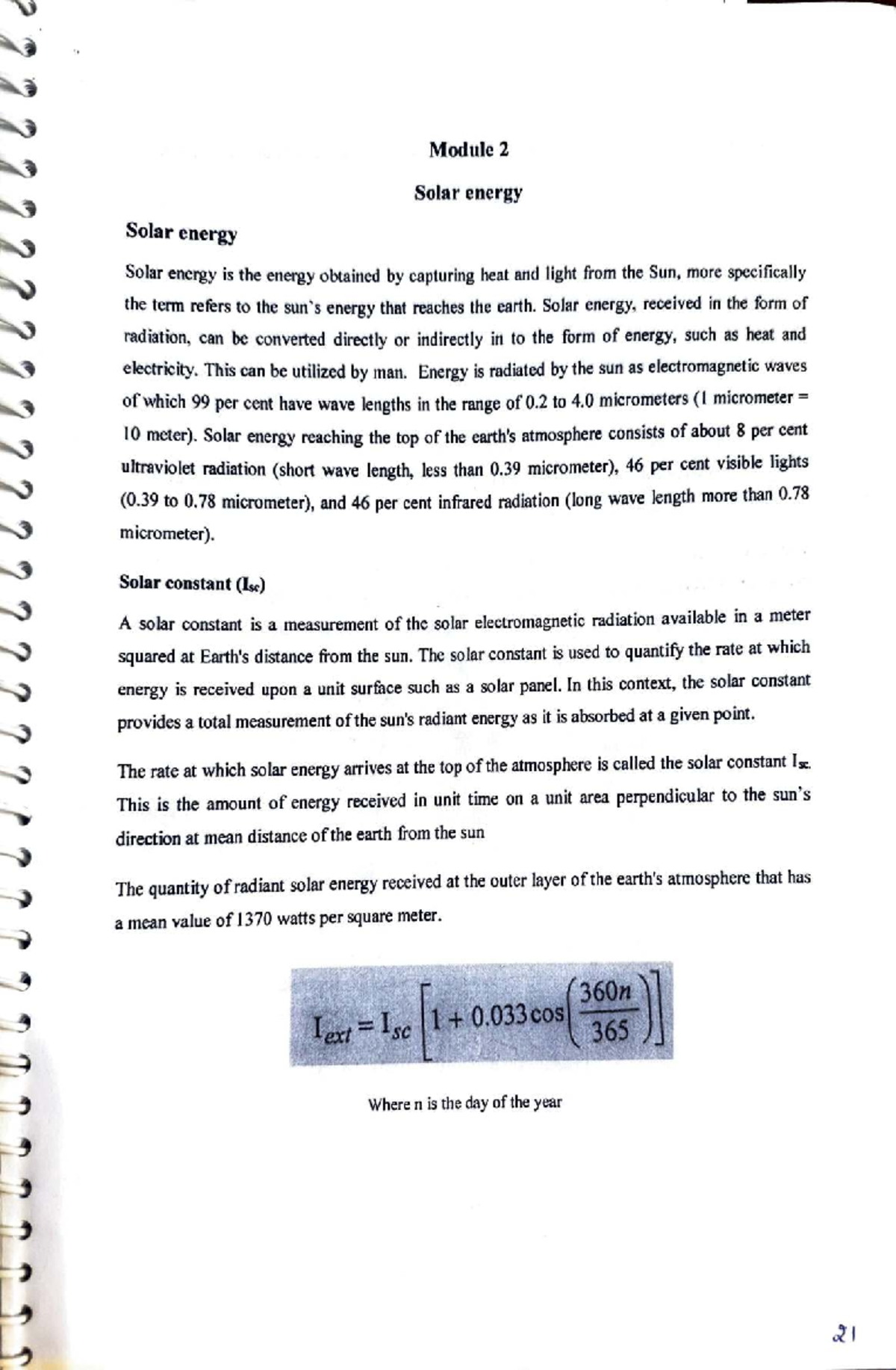 Renewable energy module 2 scheme 2022 - Module 2 Solar energy Solar ...