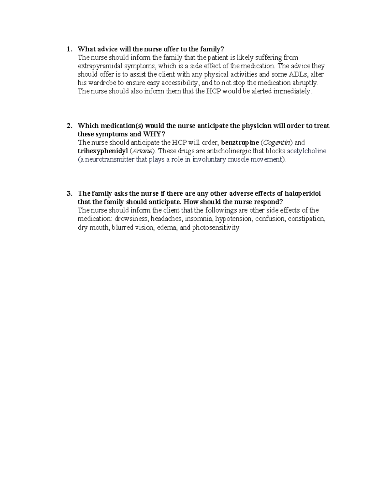 Antipsychotic Medications: Nursing Advice & Expected Side Effects - Studocu