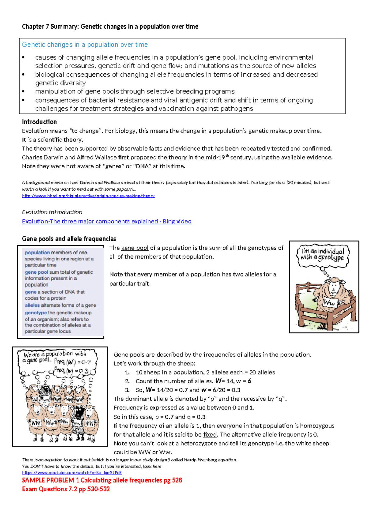 **BIOL 101 - Chapter 7 Summary: Evolutionary Changes in Populations ...