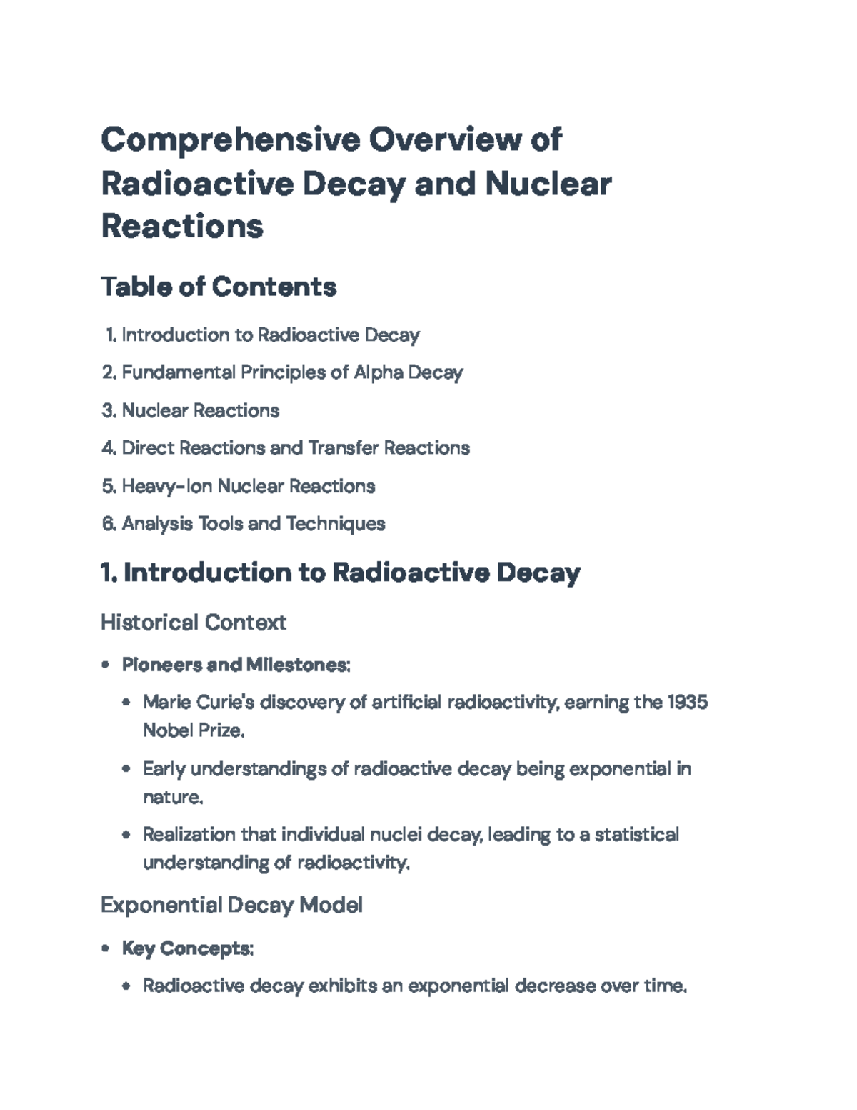 Comprehensive Study on Radioactive Decay & Nuclear Reactions - PHYS 101 ...