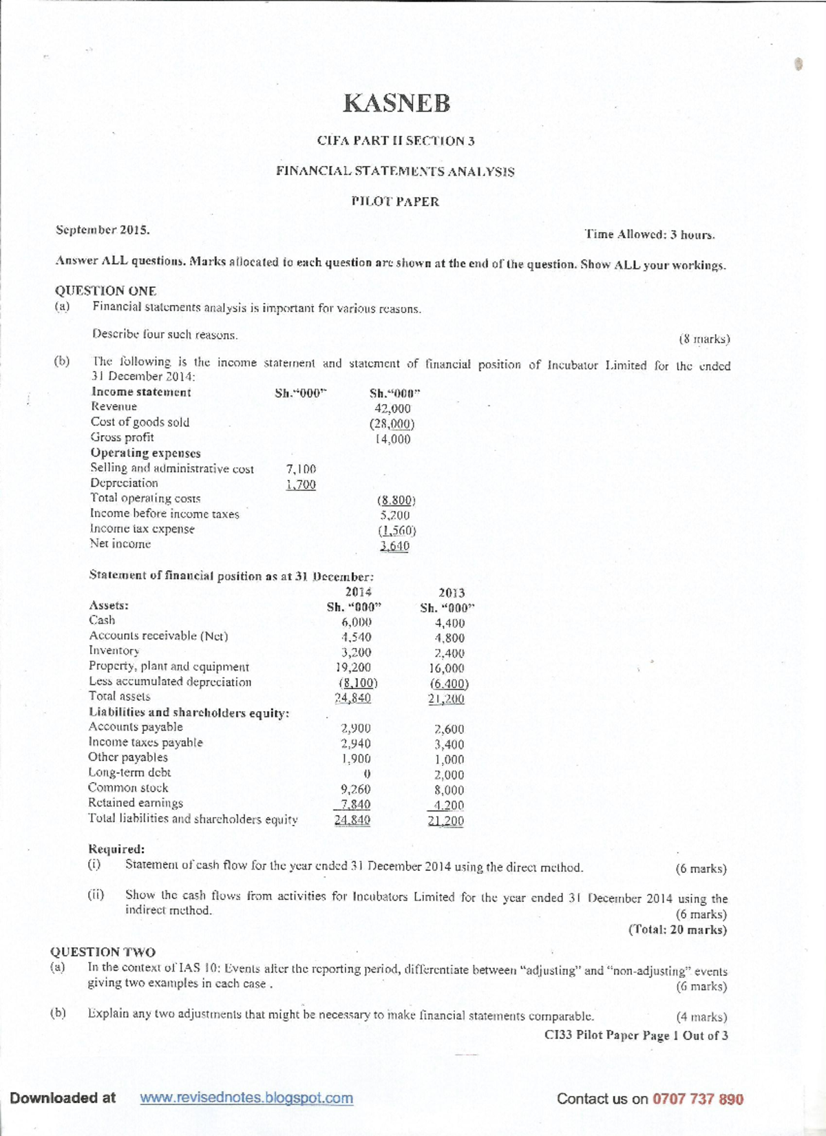Financial Statements Analysis - KASNEB CIFA PART II SECTION 3 FINANCIAL ...