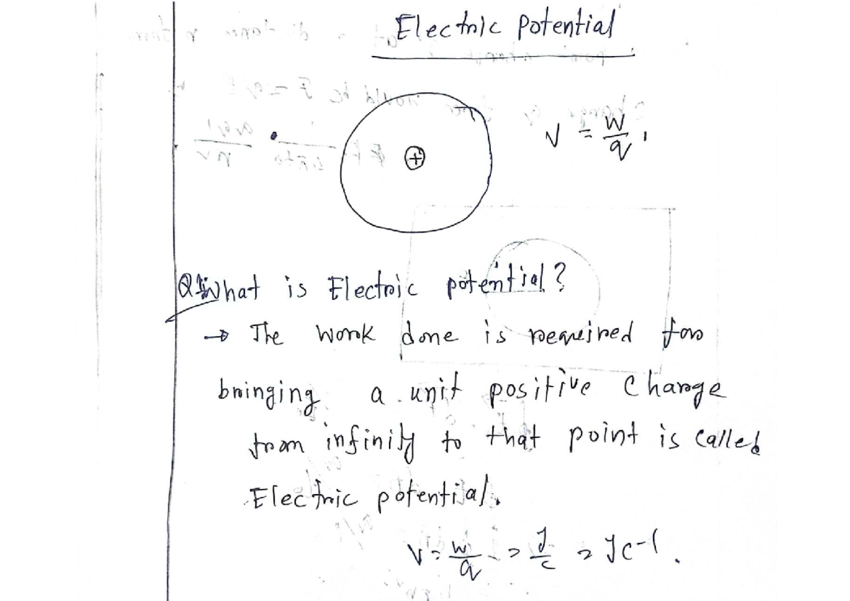 WRST 16 Lecture Notes: Electric Potential & Potential Difference - Studocu