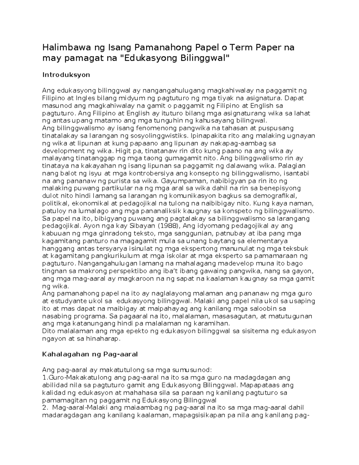 263922614 Halimbawa Ng Isang Pamanahong Papel o Term Paper - Halimbawa ...
