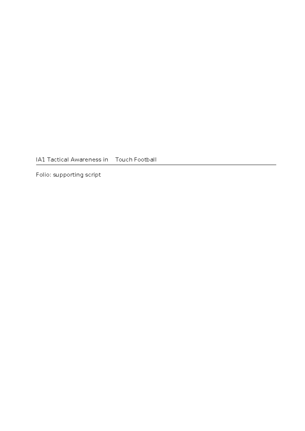 IA1 Tactical Awareness in Touch Football: Strategies for Optimal ...