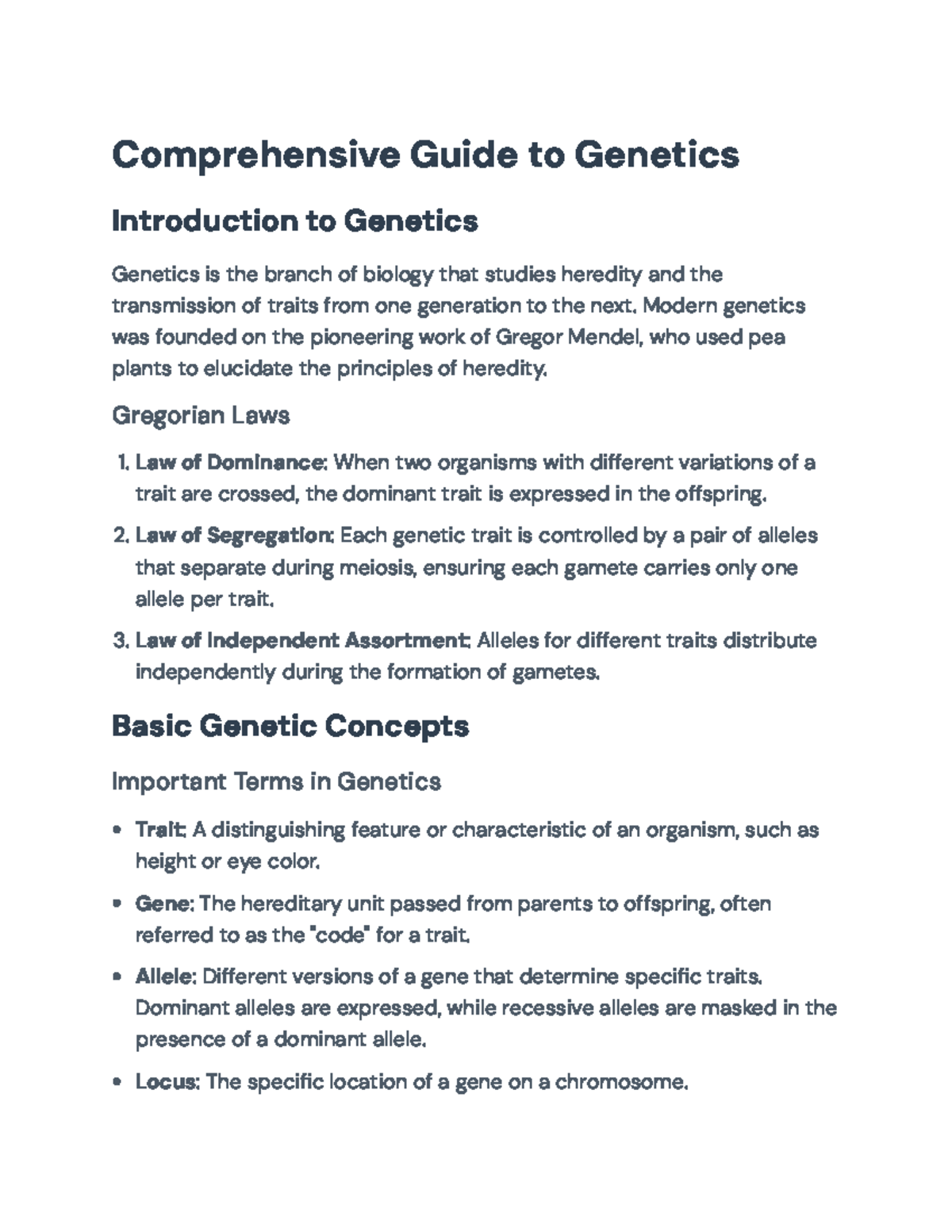 Comprehensive Guide to Genetics: Principles, Concepts, and Disorders ...