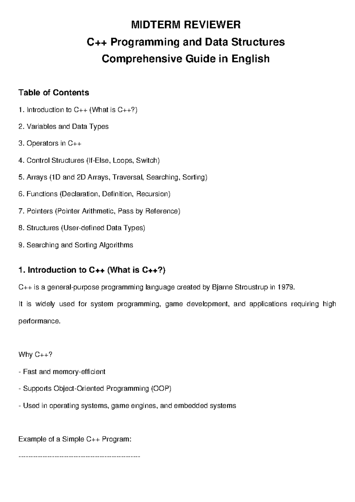Full Detailed English Midterm Reviewer - MIDTERM REVIEWER C++ ...