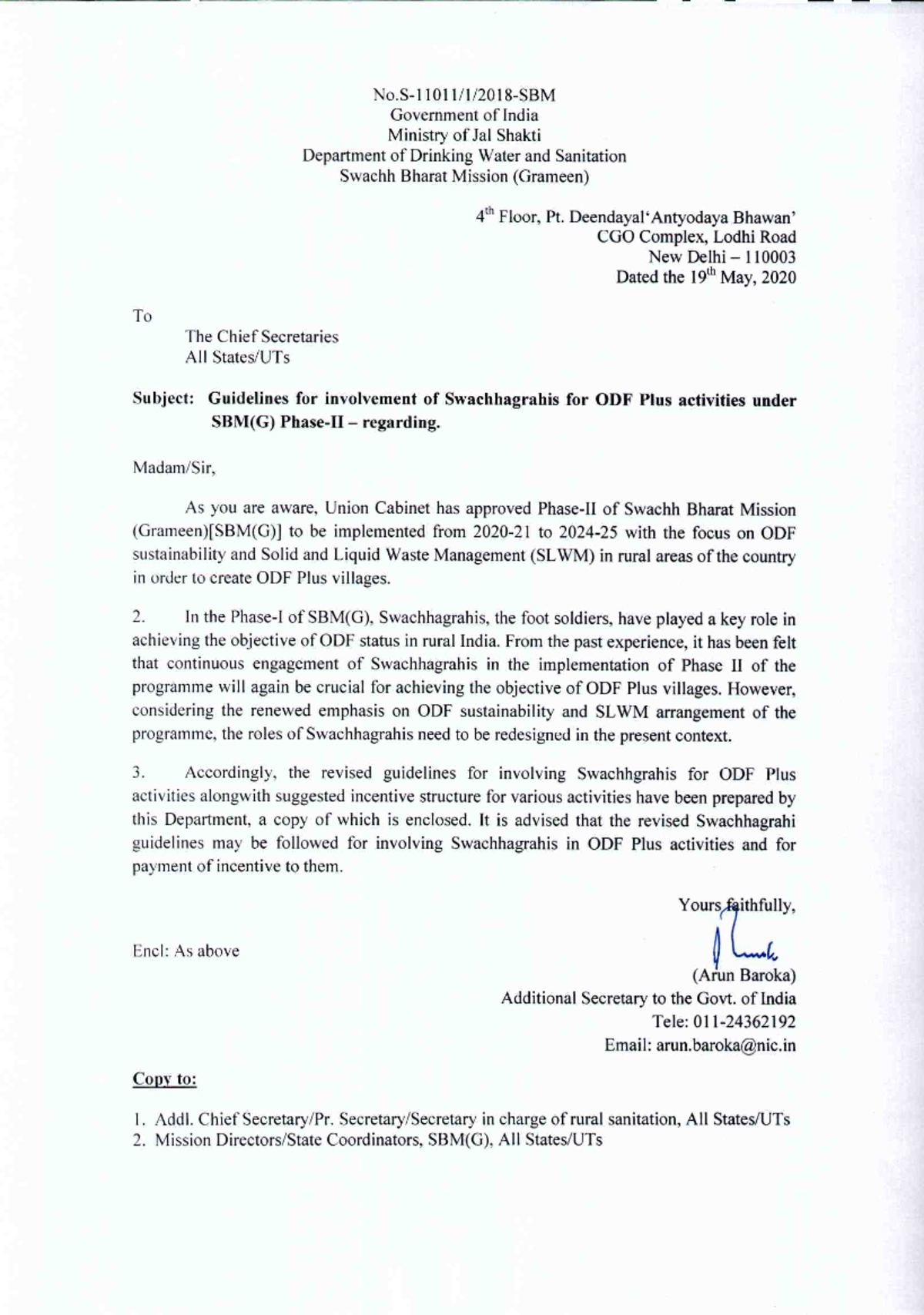 Guidelines for Swachhagrahis in ODF Plus Activities under SBM(G) - Studocu