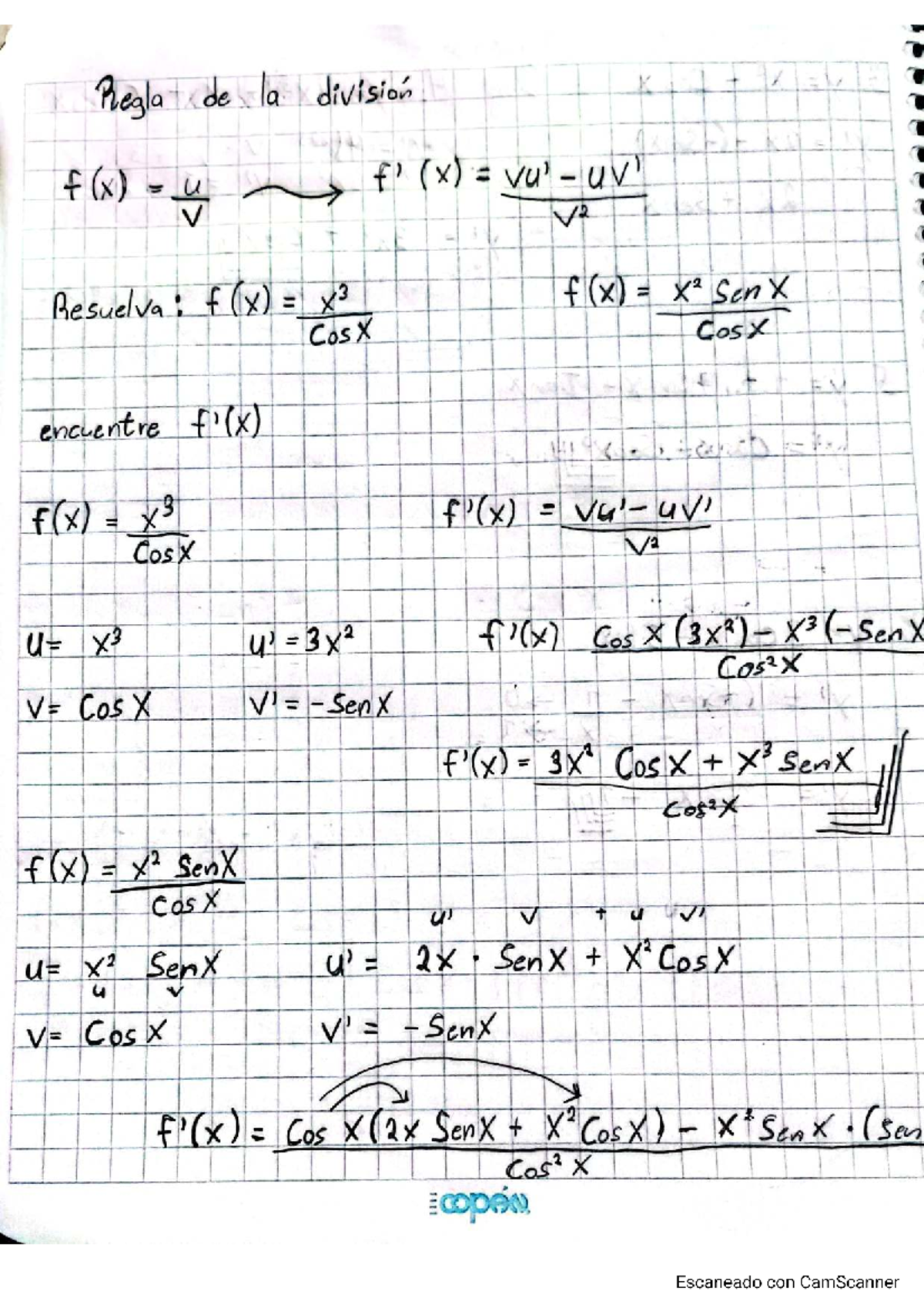 Regla de División y Derivadas: Ejercicios y Soluciones (Cálculo) - Studocu