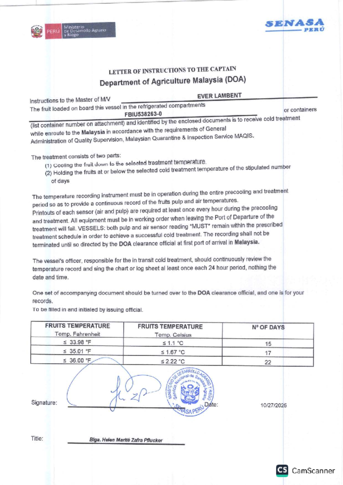 FBIU5382630 - INSTRUCTIONS FOR COLD TREATMENT OF FRUITS - Studocu