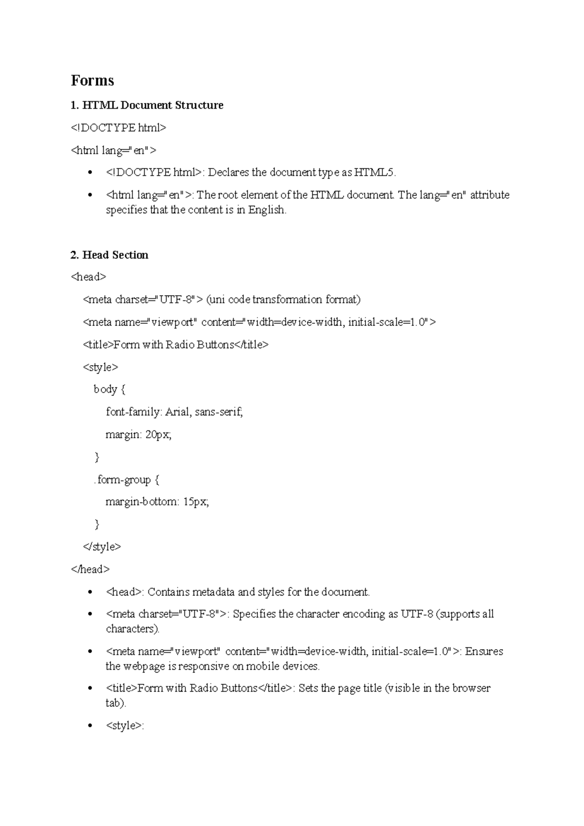 Forms - FSD: HTML Document Structure and User Input Elements - Studocu