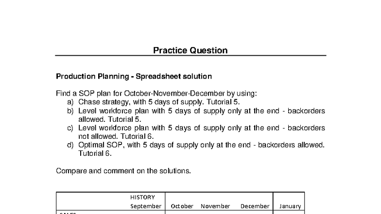 Practice Questions for Tutorials 5 & 6: SOP Planning Solutions - Studocu