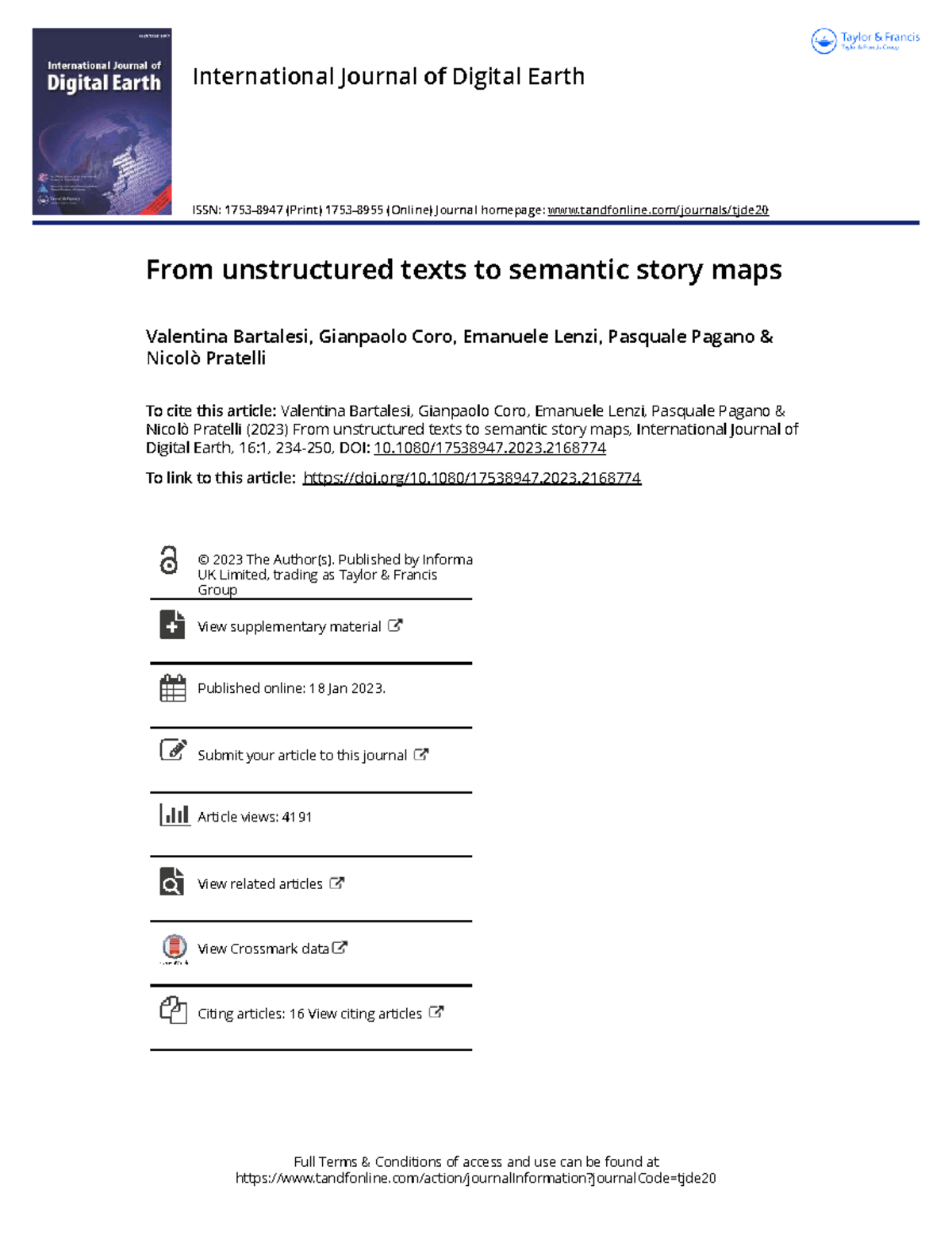 From Unstructured Texts to Semantic Story Maps: MOVING Project Overview - Studocu