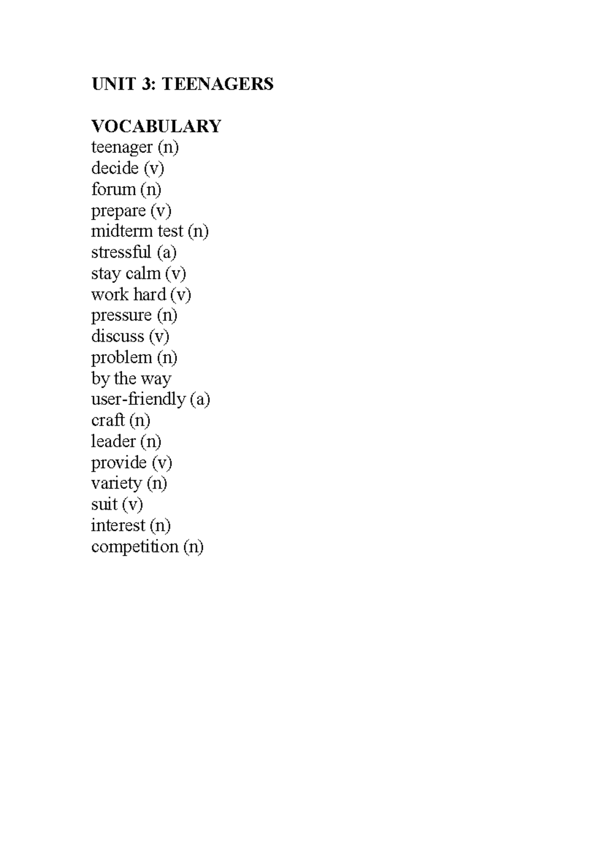 GB8 - UNIT 3 - global success 8 - unit 3 - English - UNIT 3: TEENAGERS ...