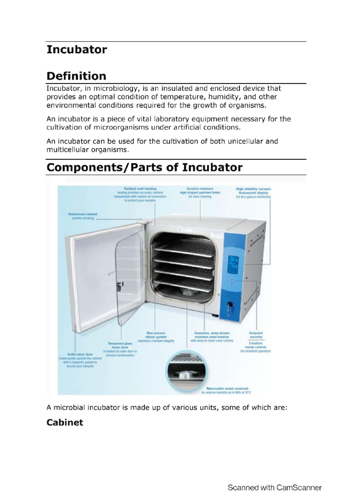 Types of Incubators: Overview and Key Features - Studocu