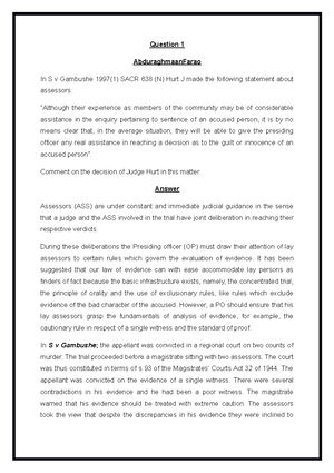 Similar fact evidence - Class notes - Similar fact evidence ...