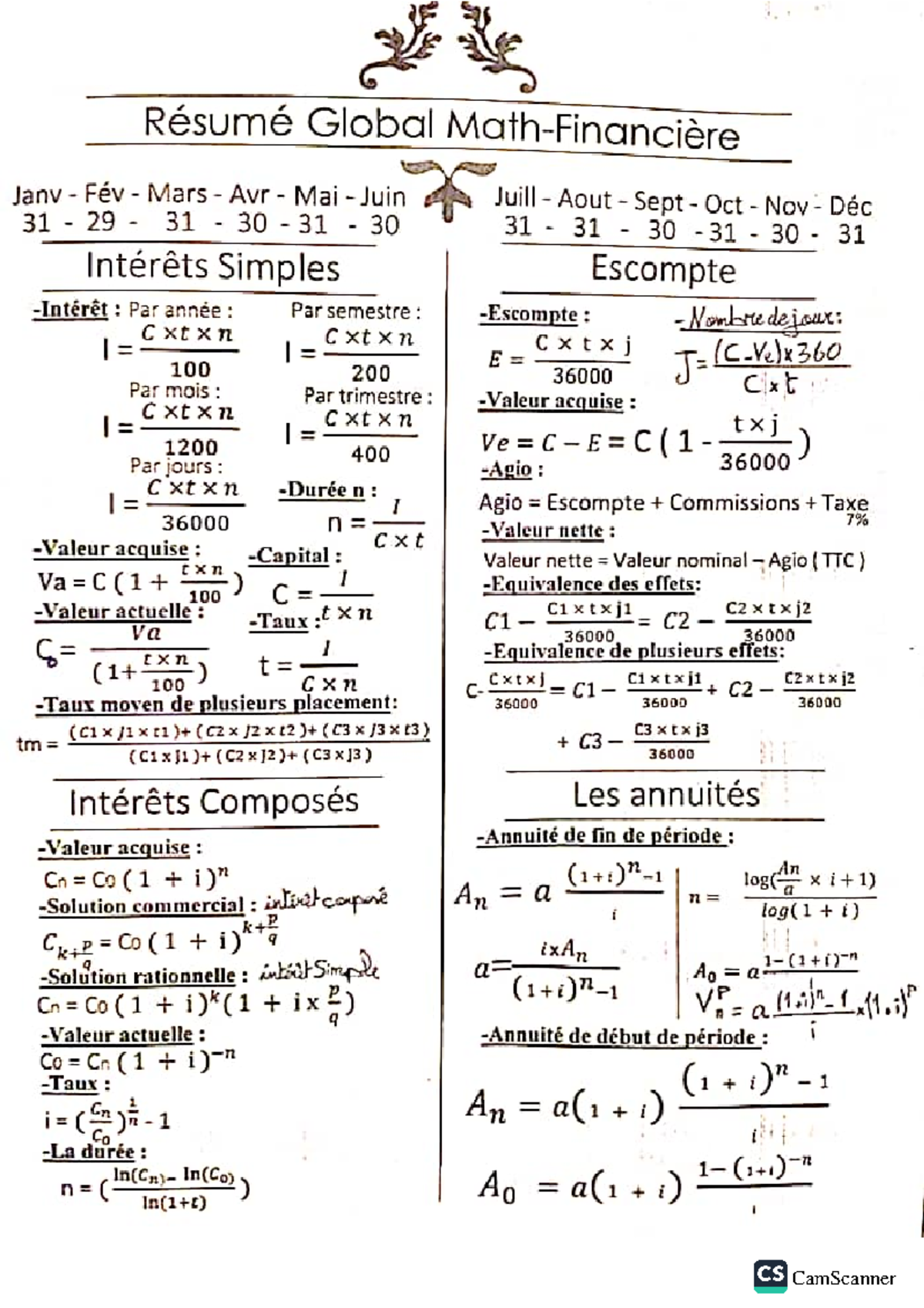 Math Financiere 1 - Mathématiques financières - Studocu